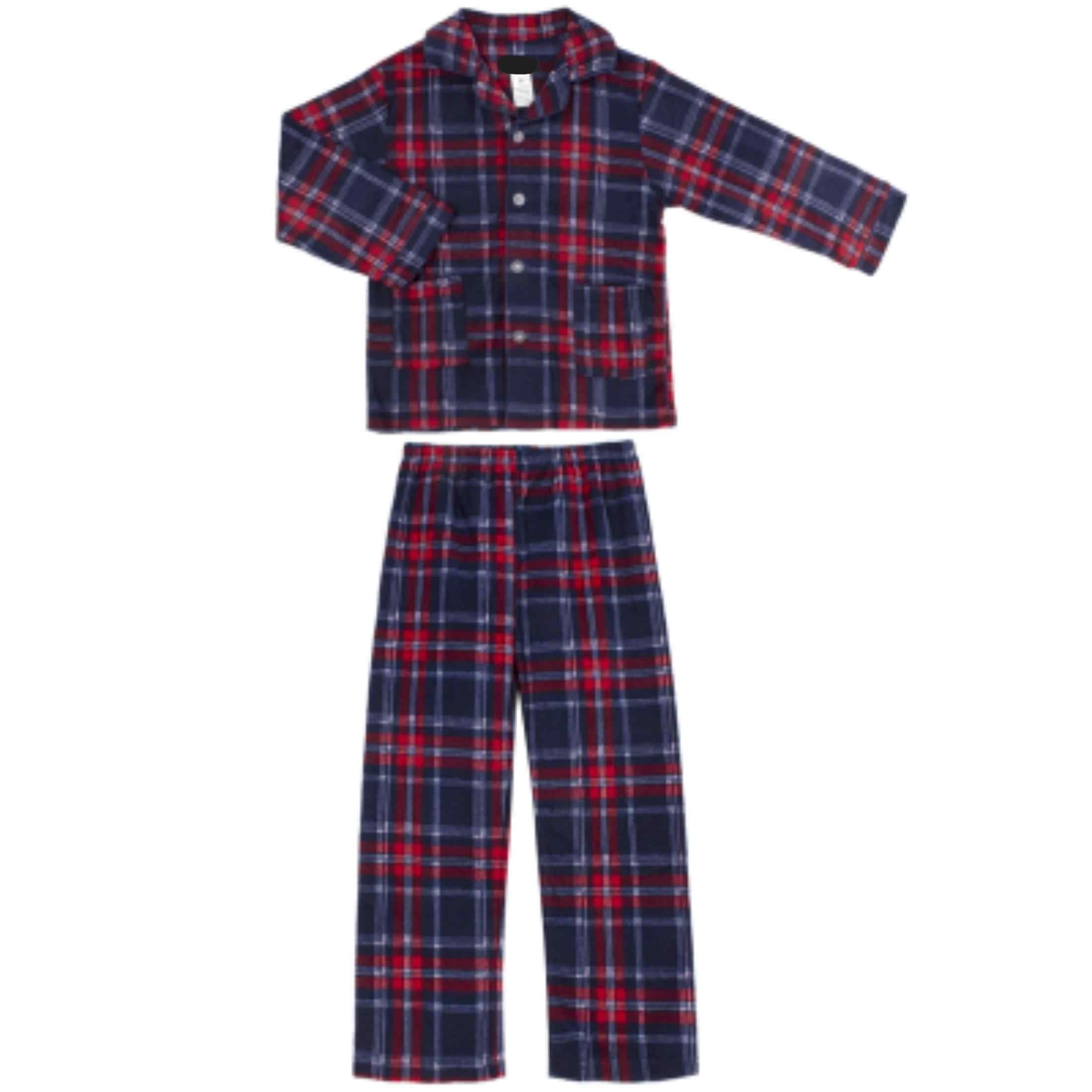 Womens Ladies Fleece PJ Pajama Set Plaid Red Navy Size L - Walmart.com