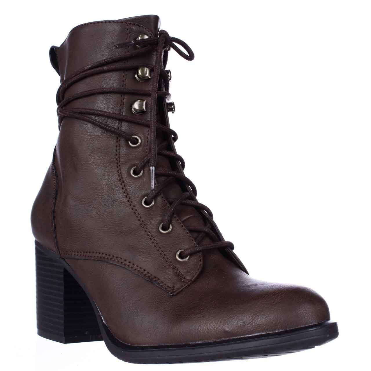 Womens Laina Lace Up Block Heel Boots - Brown - Walmart.com