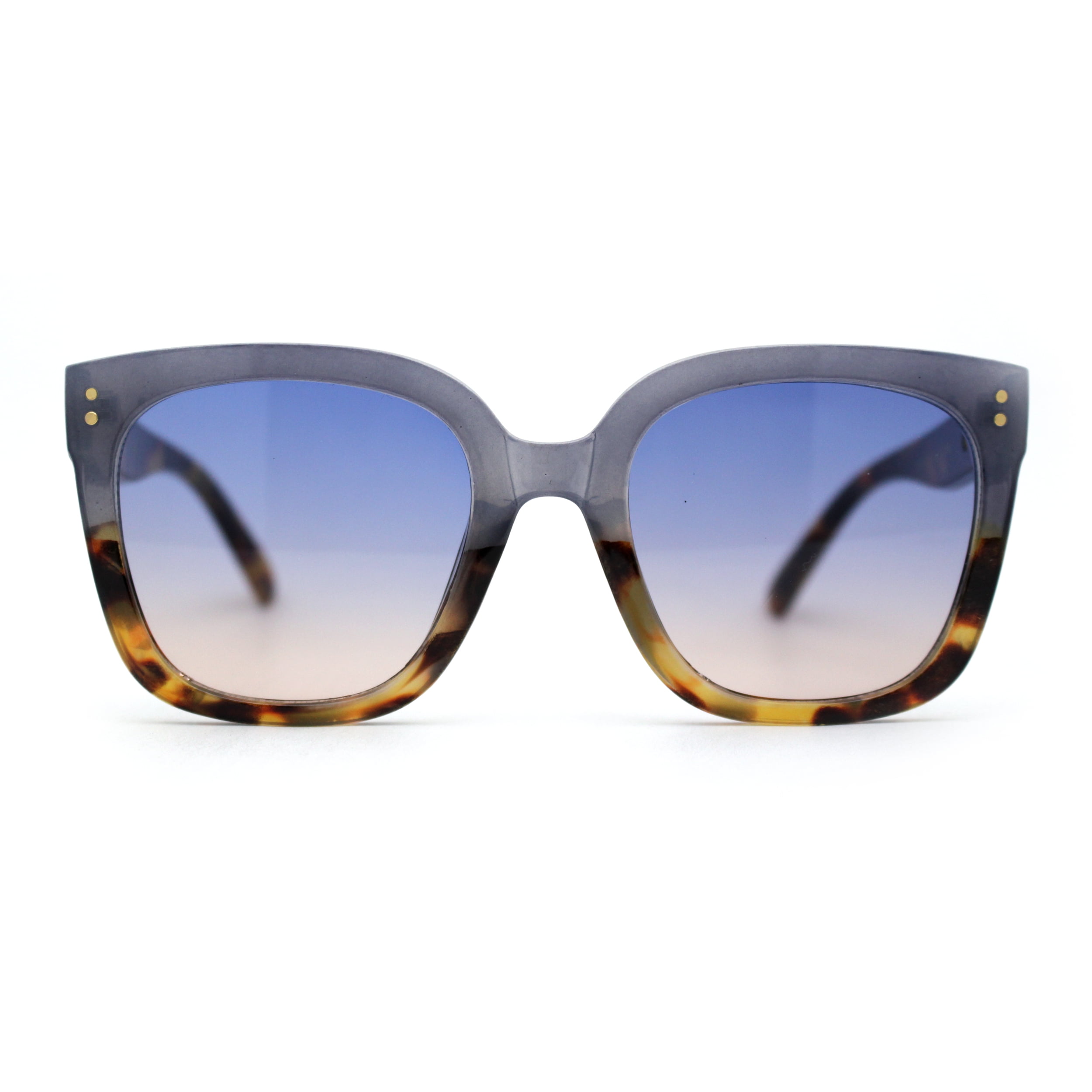 Womens Large Rectangle Horn Rim Sunglasses Blue Tortoise Blue Brown ...