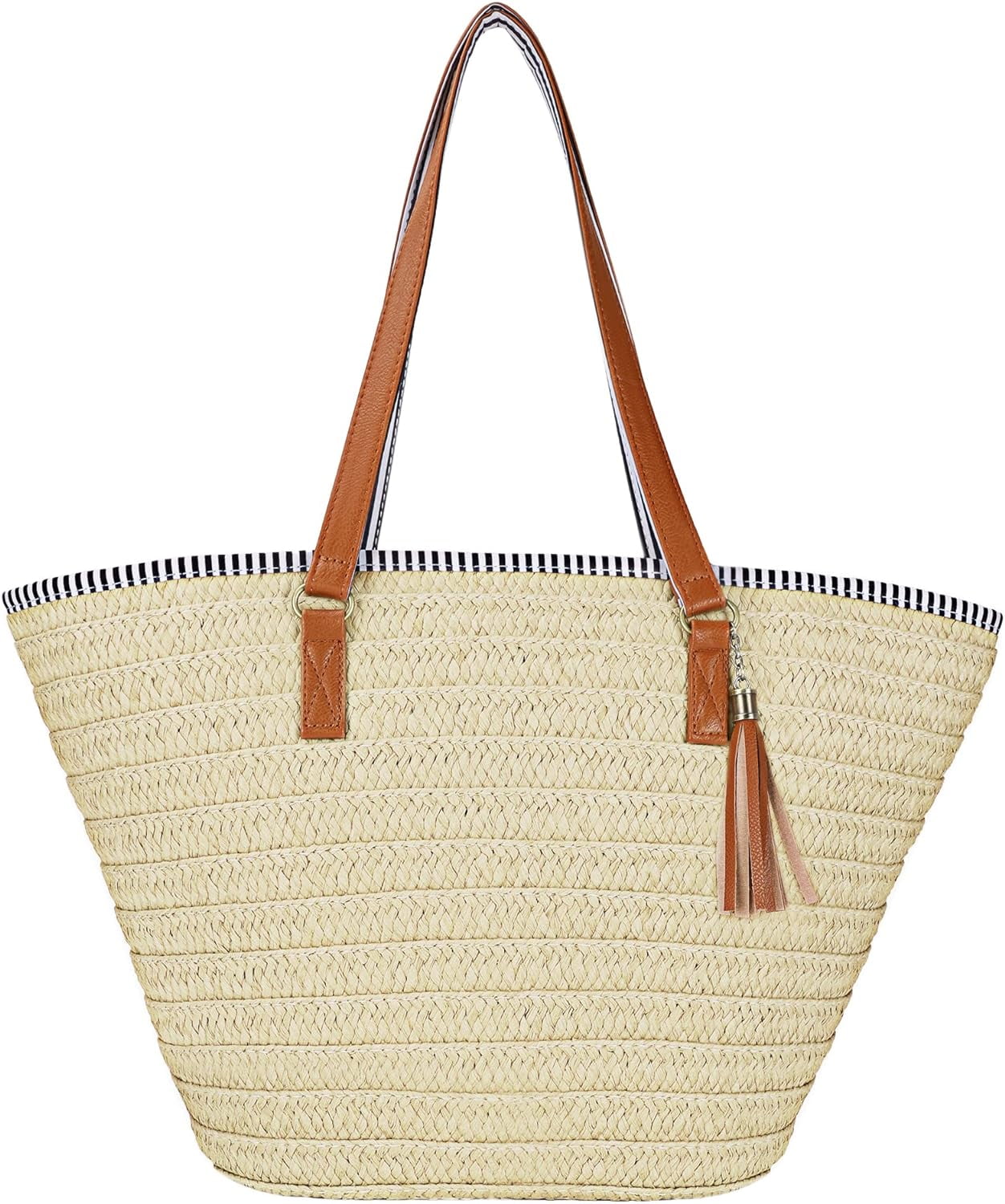 Womens Large Straw Shoulder Bag Beach Tote Handbag Purse with Tassel ...