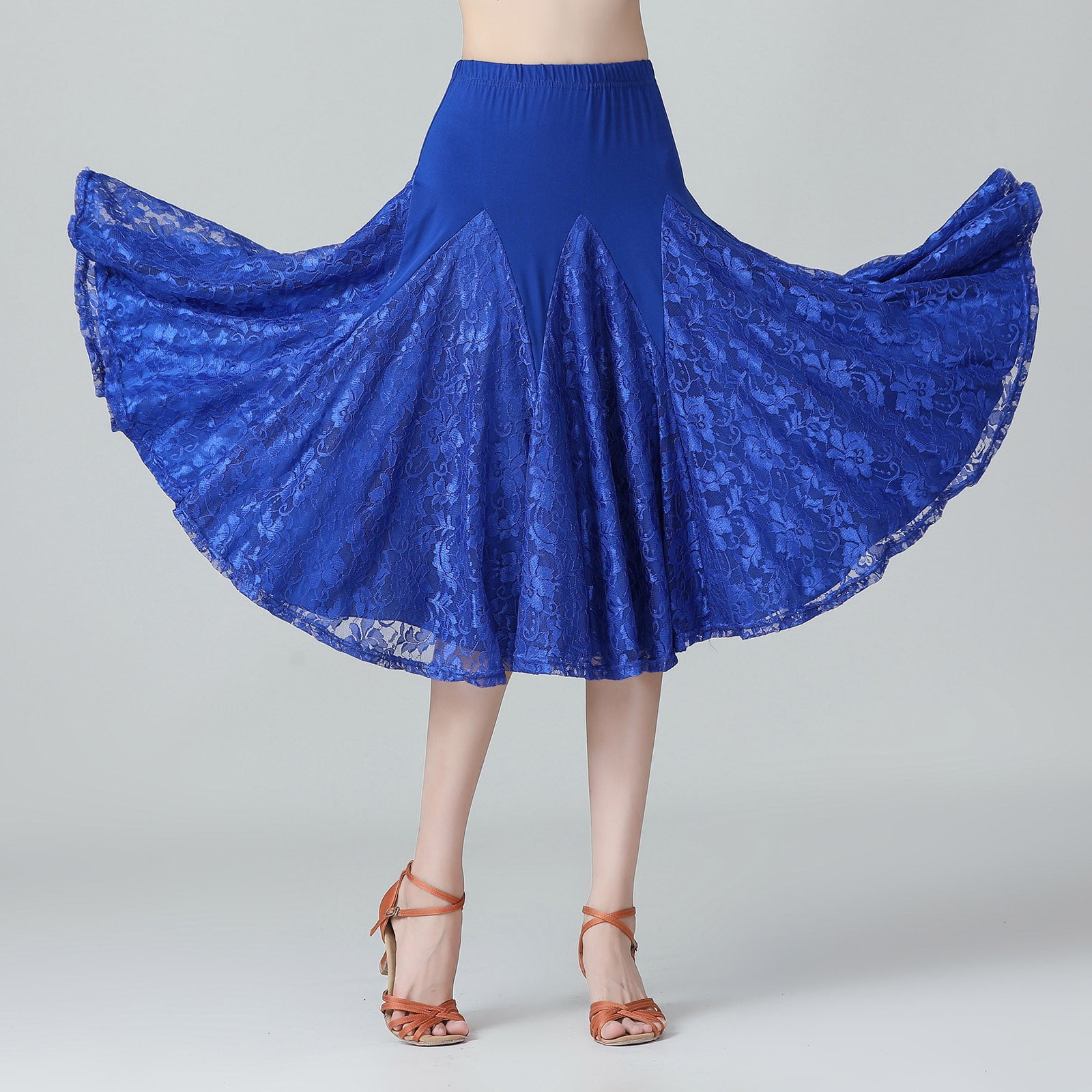 Womens Large Swing Half Skirt Lace Dance Skirt Ballroom Practice Skirt ...