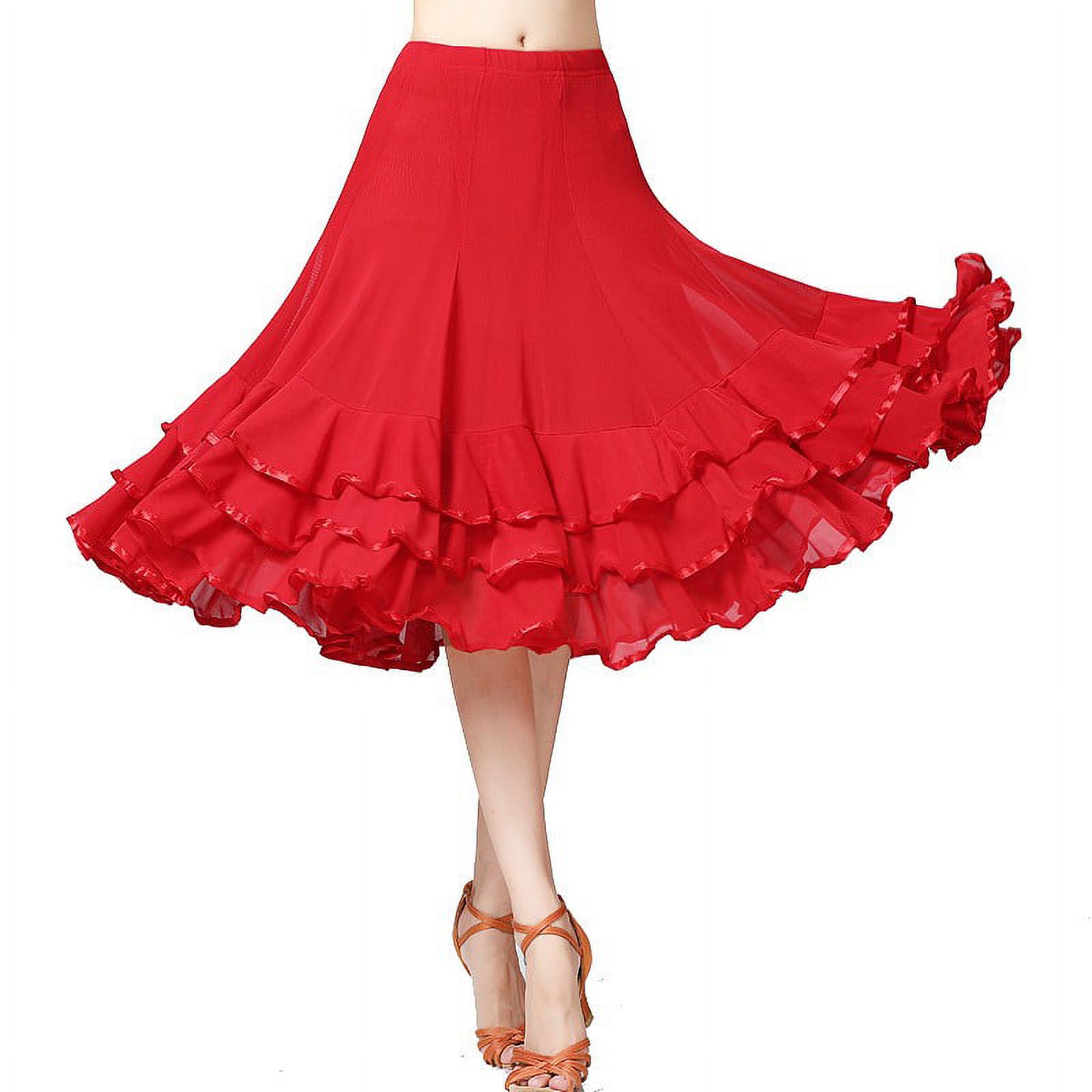 Womens Large Swing Half Skirt Lace Dance Skirt Ballroom Practice Skirt ...