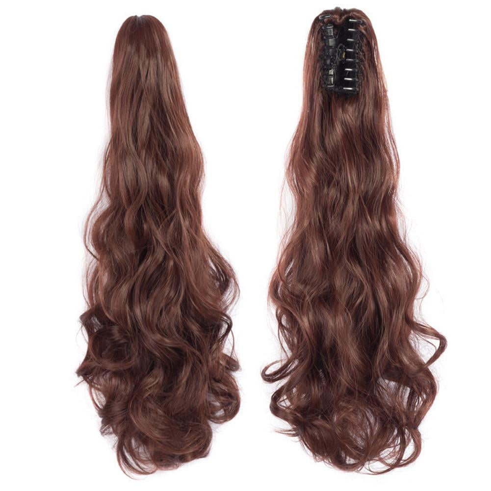 Womens Large Wavy Hair Ponytail Wig with High Grip Style Curly Ponytail ...