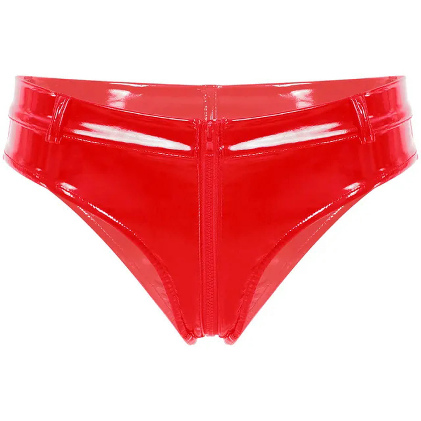 Womens Latex Lingerie Underpants Shiny Wet Look Leather Open Crotch