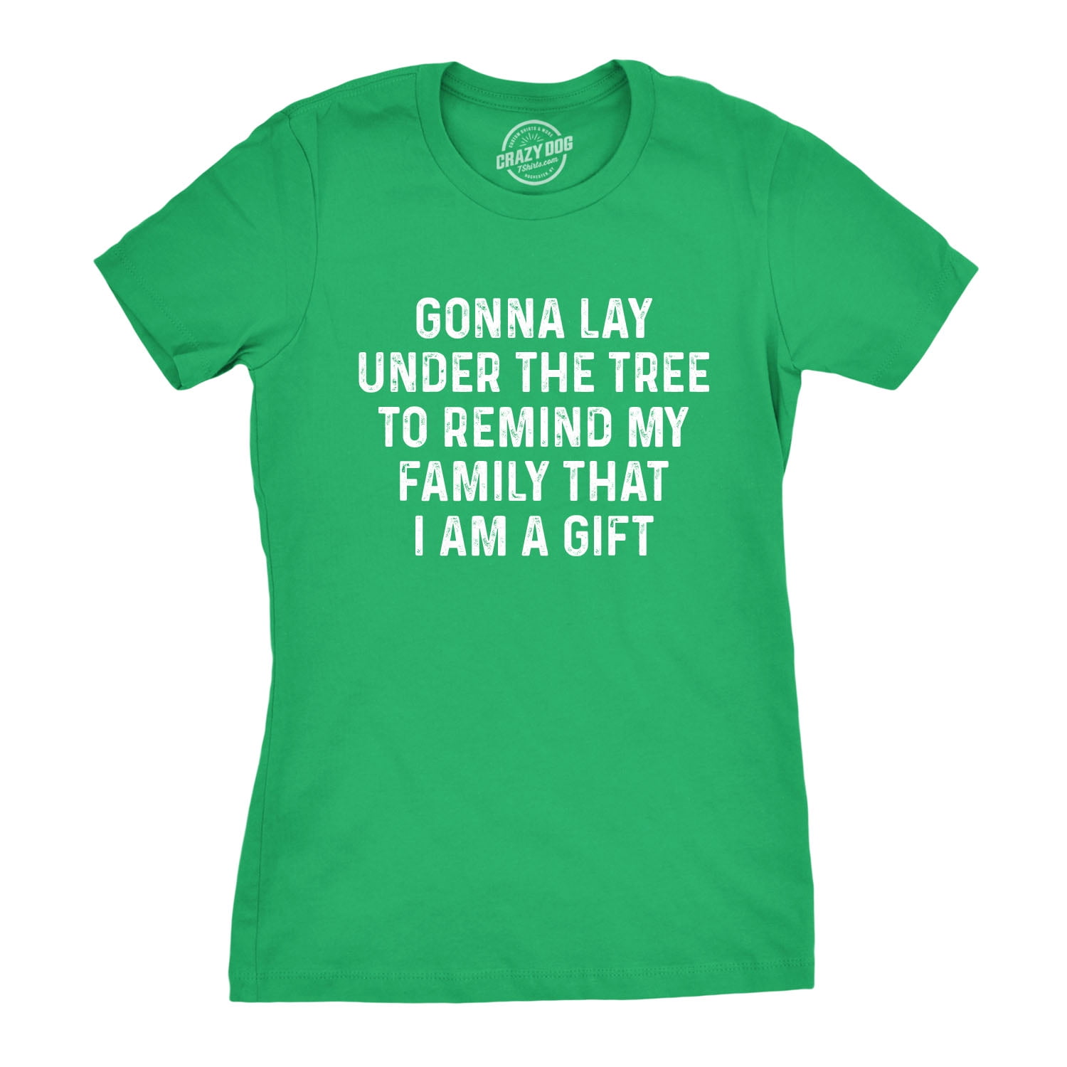 Crazy Dog T-Shirts Womens Lay Under The Tree Funny Christmas Graphic ...