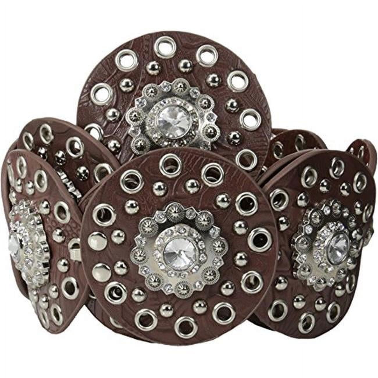Womens Leather Bling and Concho Embellished Belt - Walmart.com
