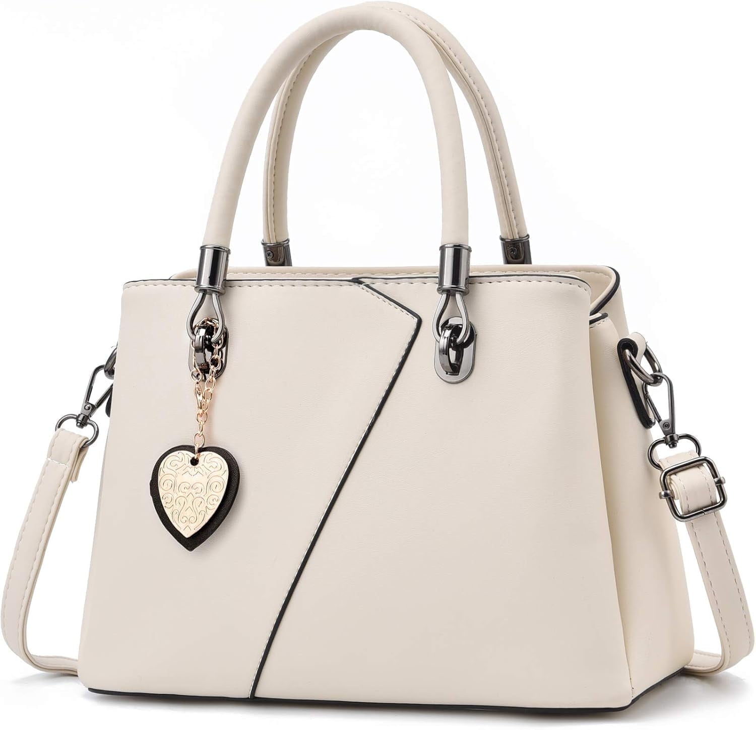 Womens Leather Handbags Purse Top-handle Bags Contrast Color Stitching ...