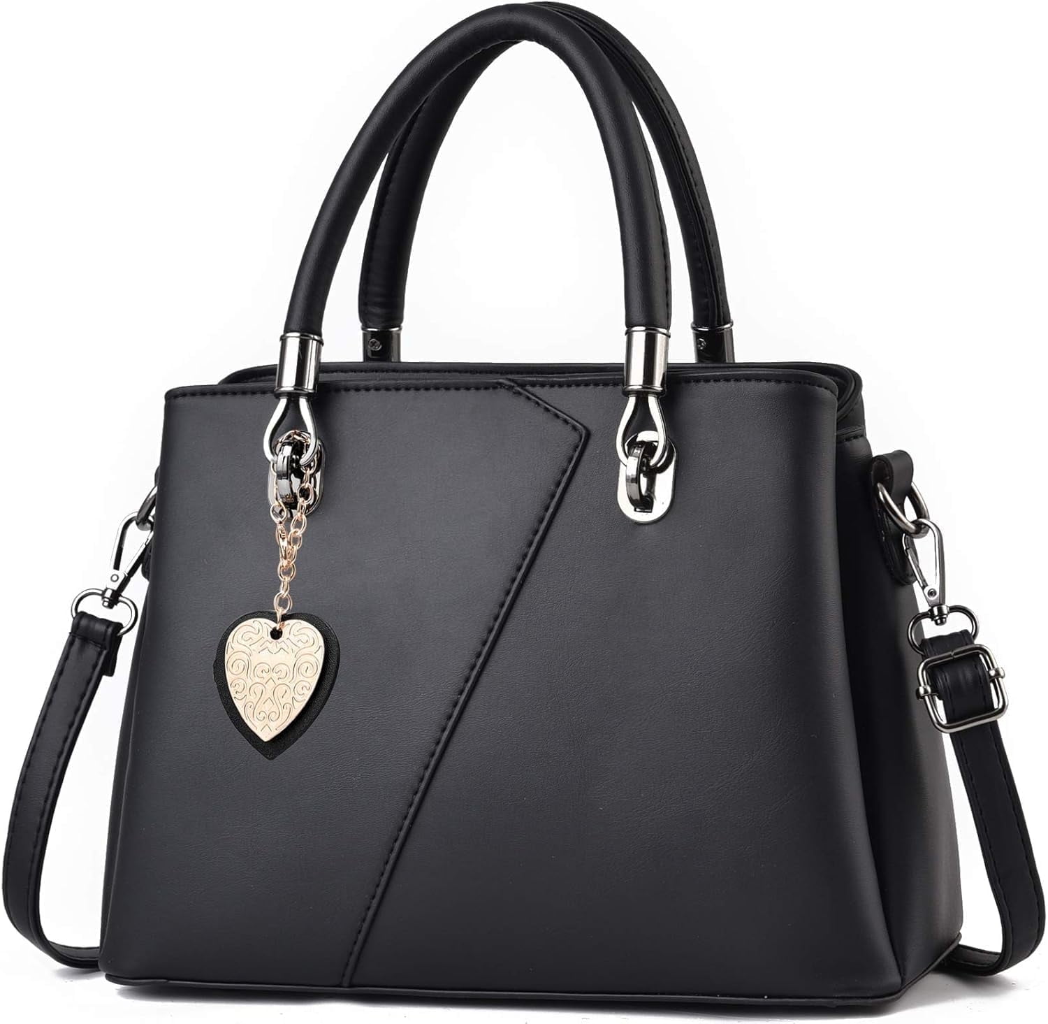 Womens Leather Handbags Purse Top-handle Bags Contrast Color Stitching ...