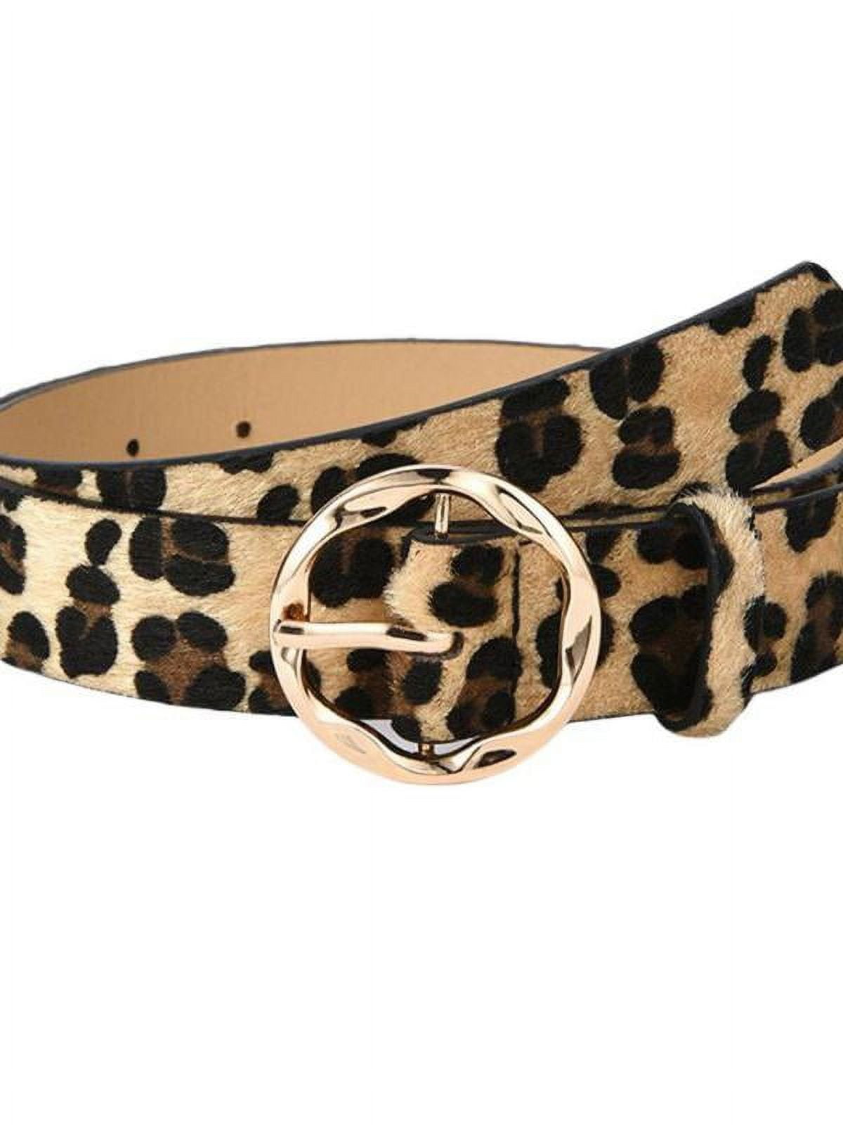 Womens Leopard Print Belt for Jeans PU Leather Belt with Alloy Buckle ...