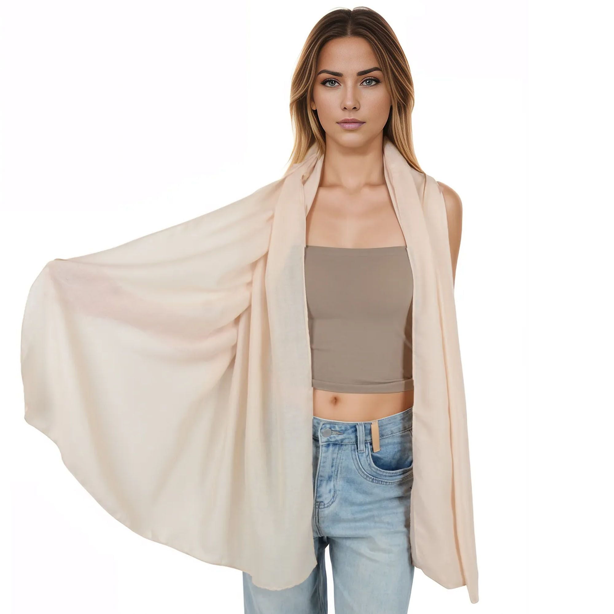 Womens Lightweight Chiffon Long Fashion Scarves Solid Color Fall Wrap ...