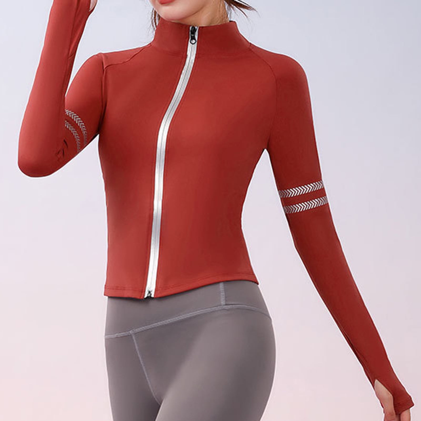 Womens Lightweight Full Zip Running Fitness Track Jacket Quick Dry ...