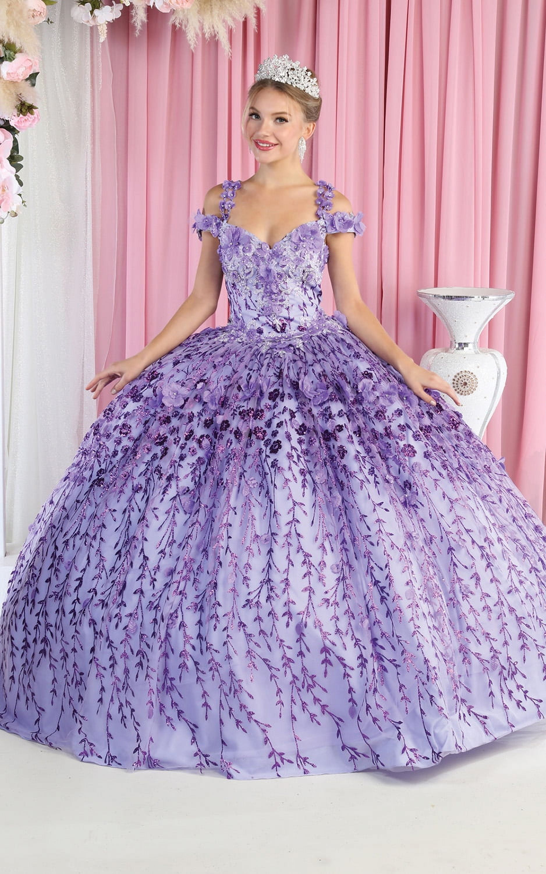 Womens Lilac Pageant Quince Party Sweet 16 Long Sweetheart Cold ...