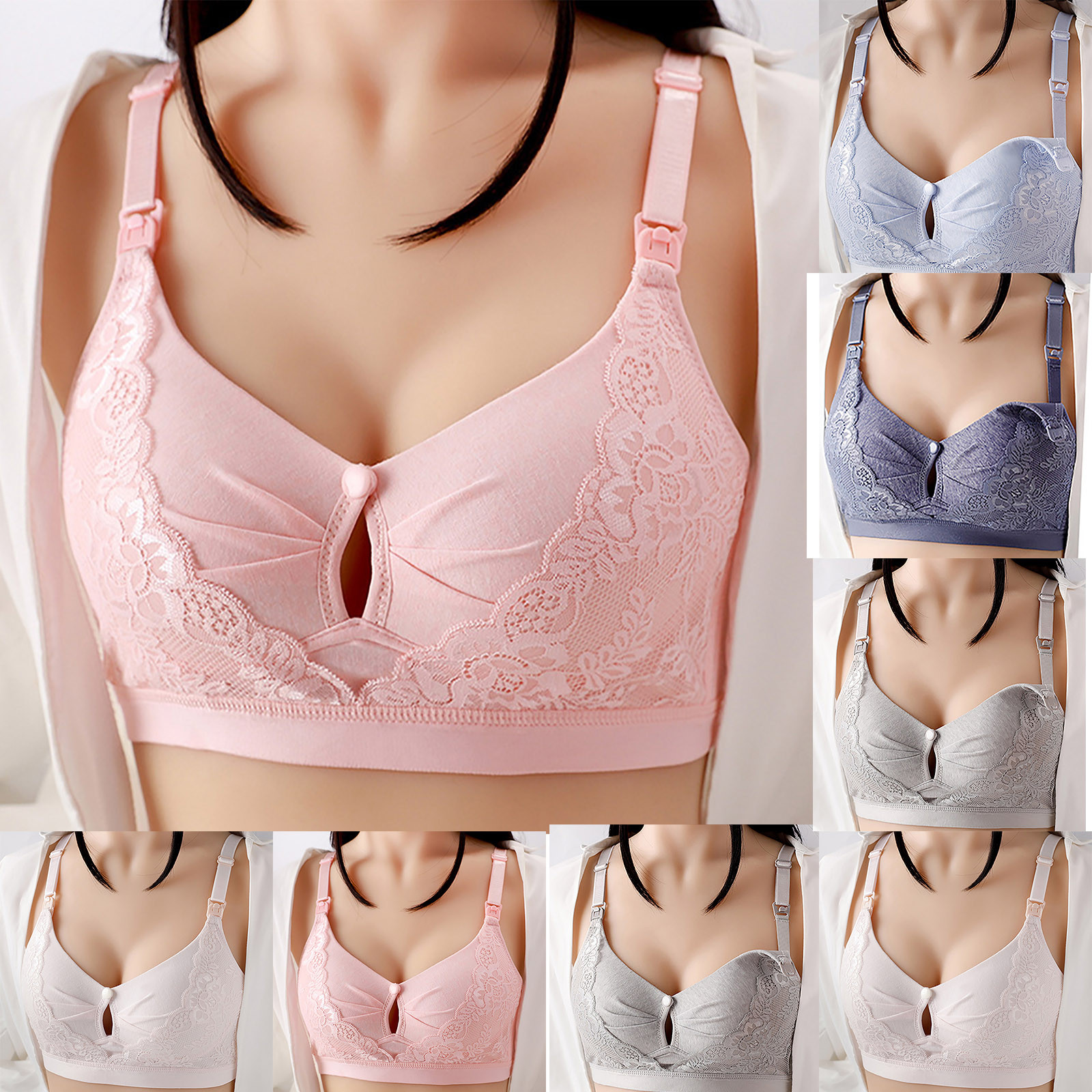 Womens Lingeries 3 PC Set Plus Size Underwire Womens Breastfeeding Bra Gathering For Stylish ...