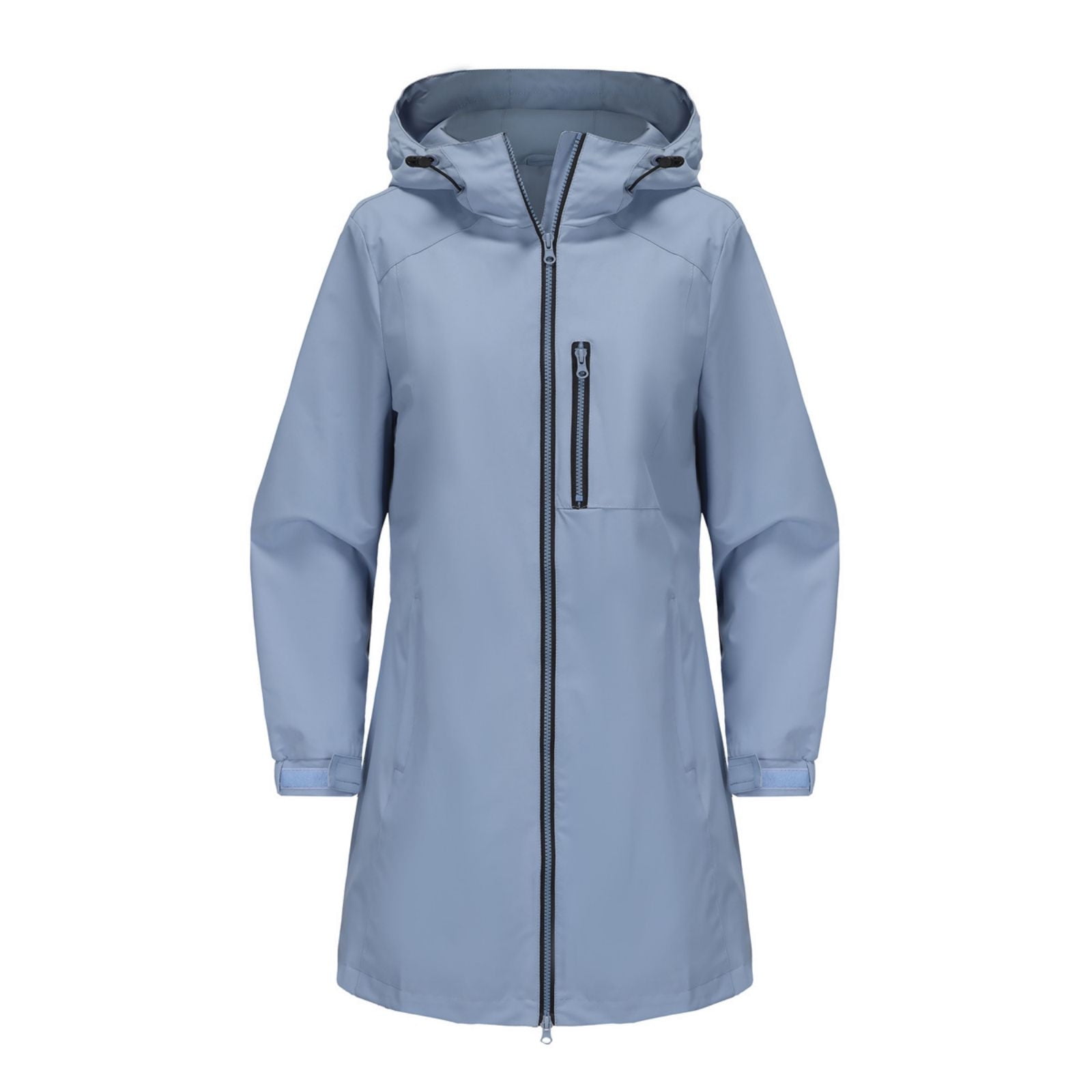 Womens Long Raincoat Ligtweight Rain Jacket Water Proof Outdoor Jackets ...