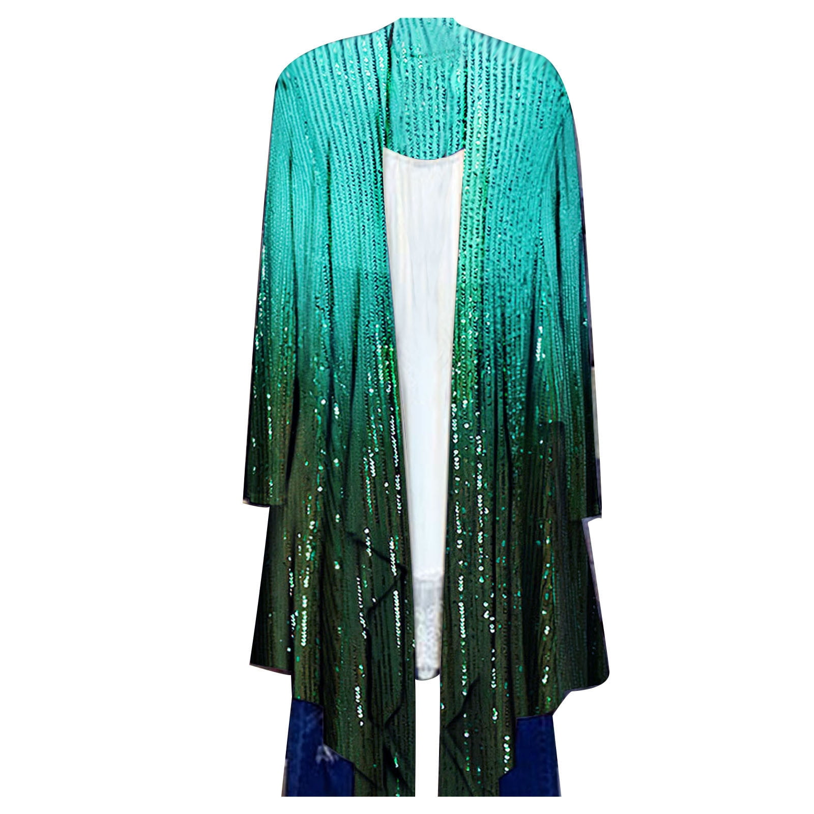 Womens Long Sequin Shawl Jacket Sparkly Open Front Cardigan ...