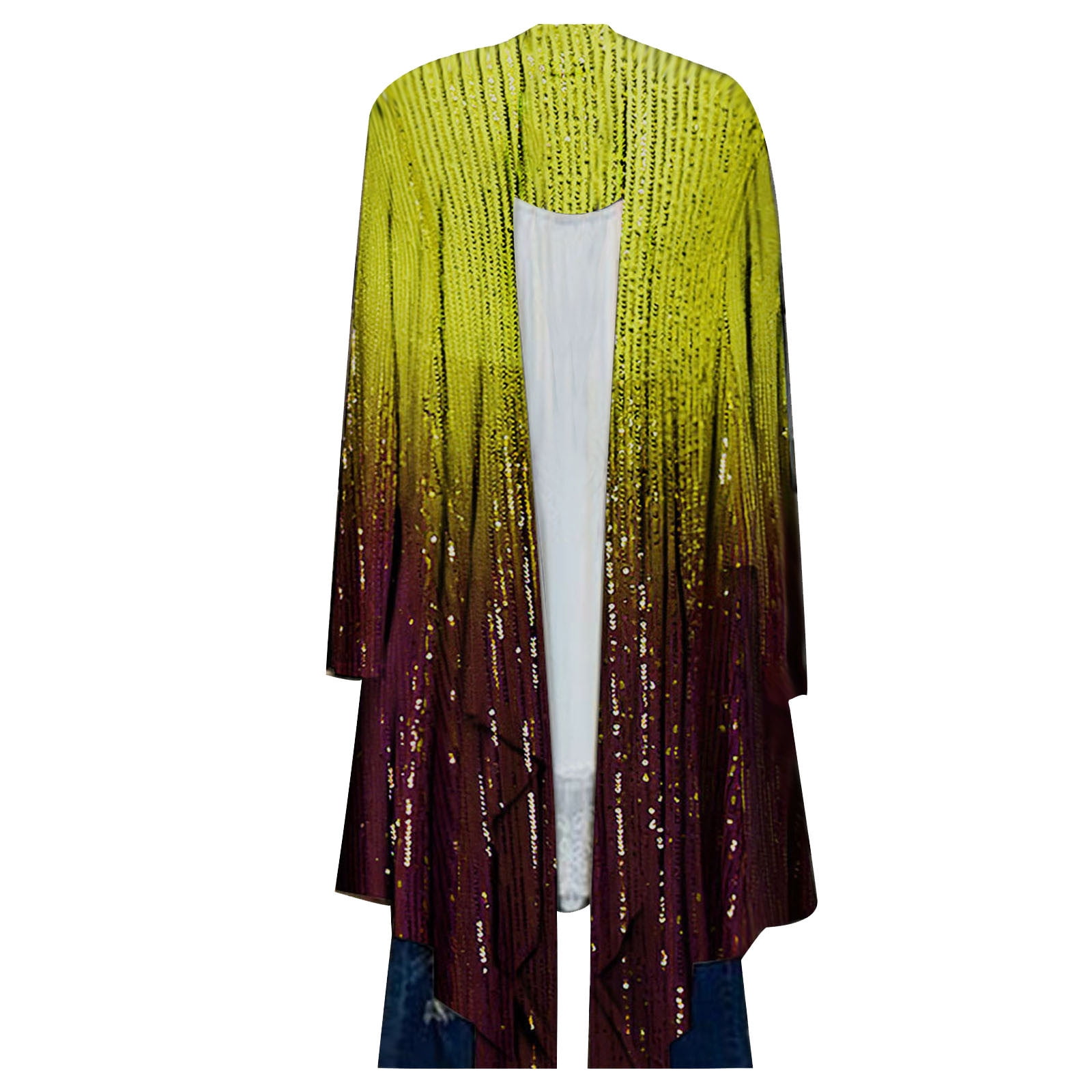 Womens Long Sequin Shawl Jacket Sparkly Open Front Cardigan ...