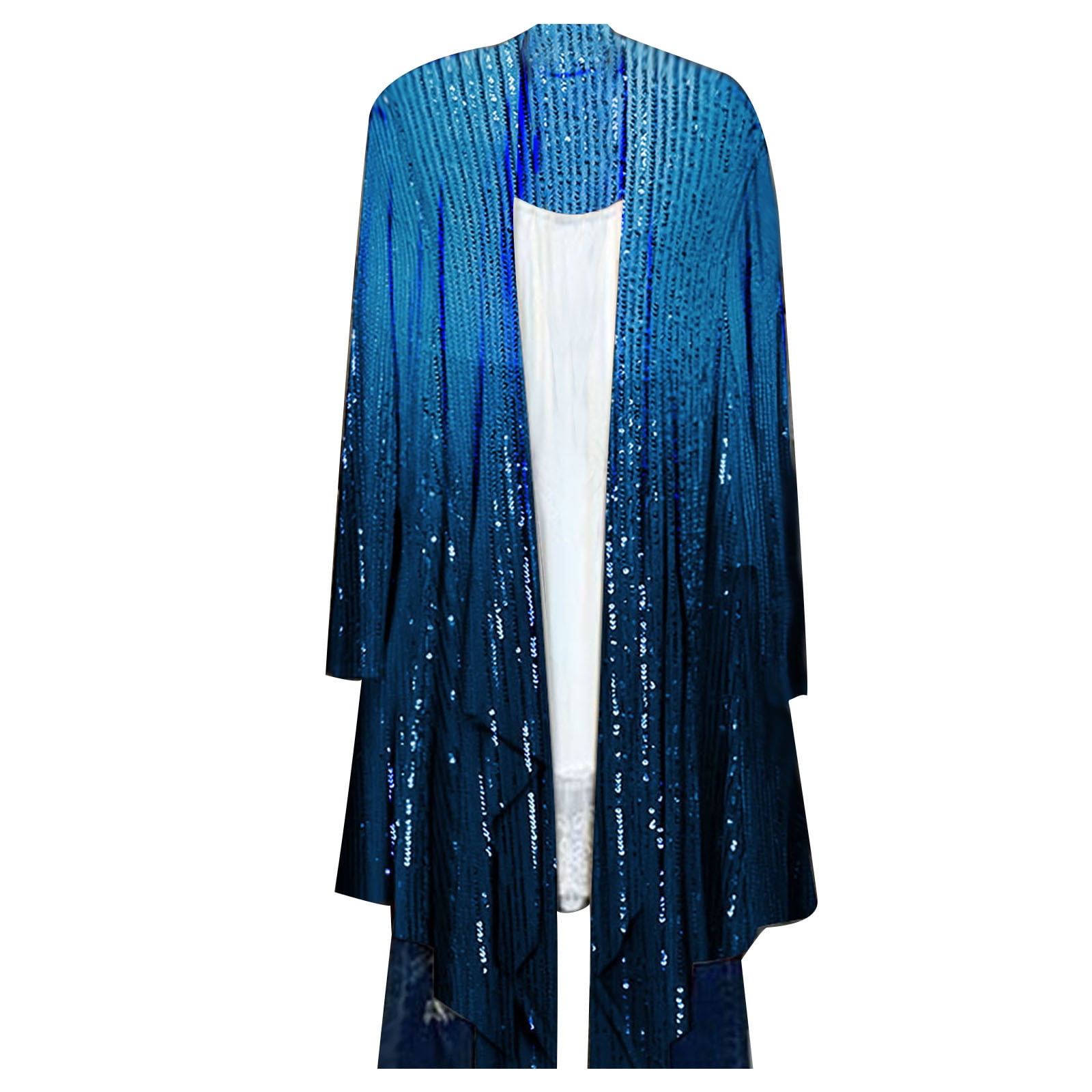 Womens Long Sequin Shawl Jacket Sparkly Open Front Cardigan ...