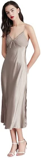 Womens Long Sexy V Neck Lace Nightdress Nightwear Jersey Nightshirts