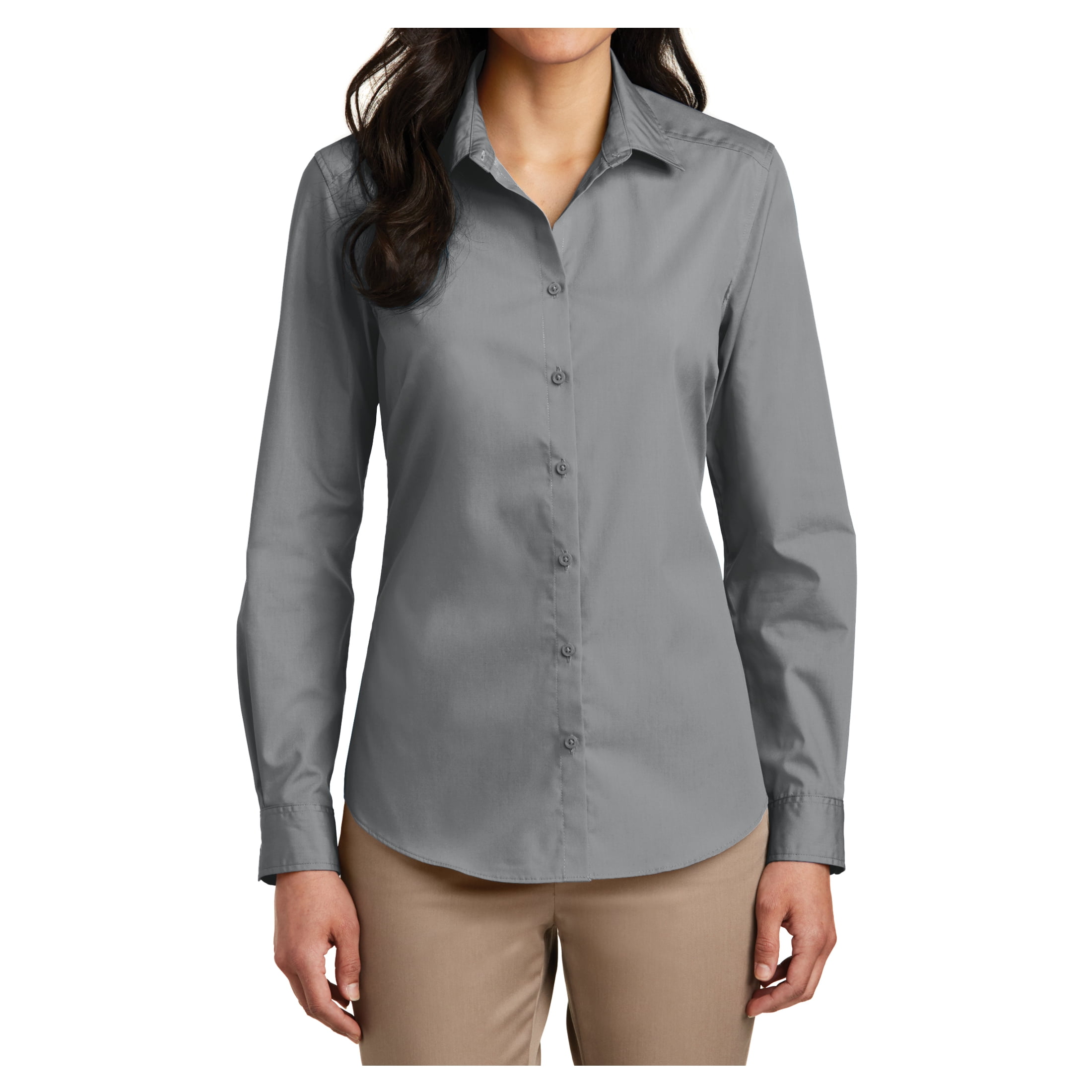 Womens Long Sleeve Carefree Poplin Uniforms Dress Cotton/Polyester ...
