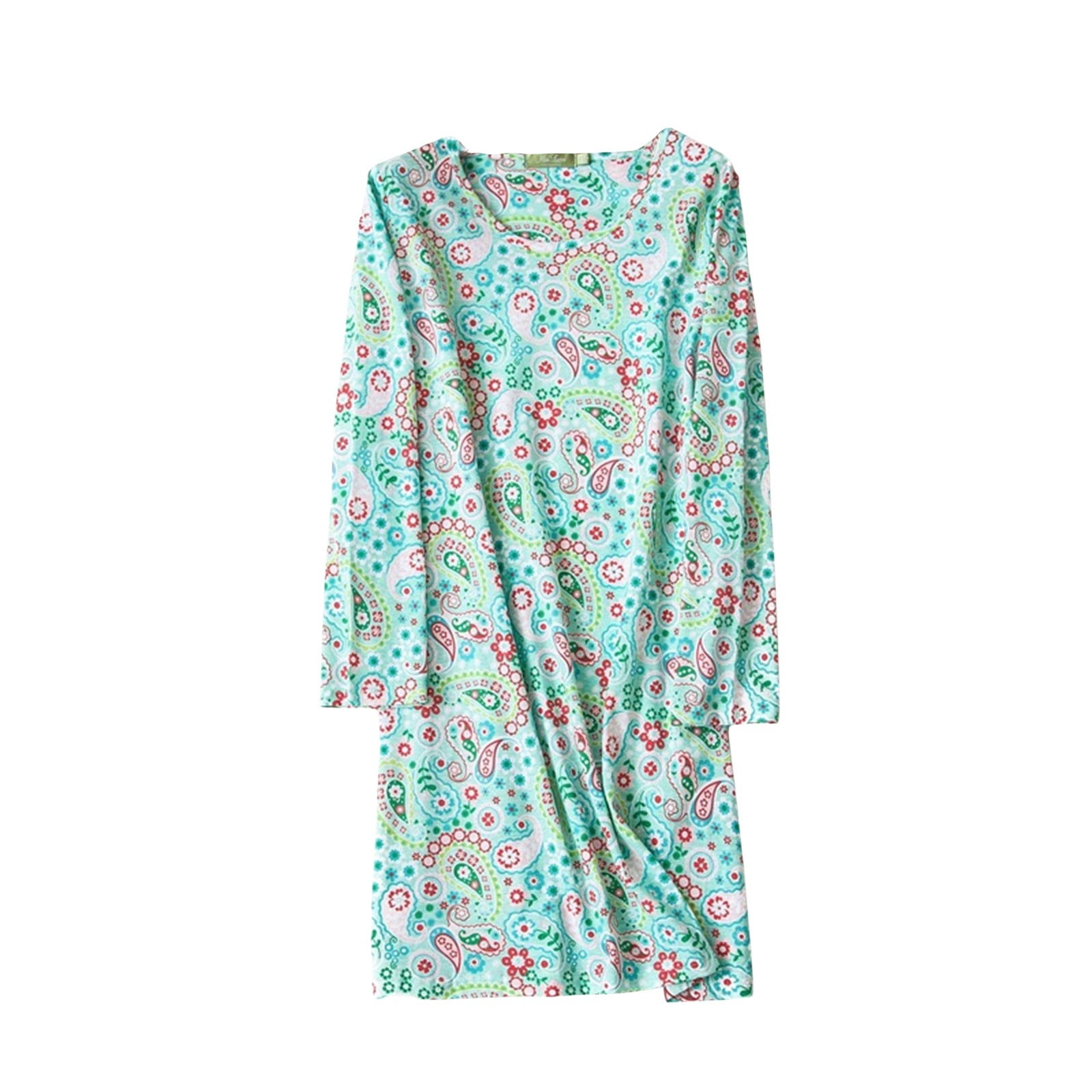 Womens Long Sleeve Nightgowns Sleep Shirts Cute Pajama Dress Casual ...