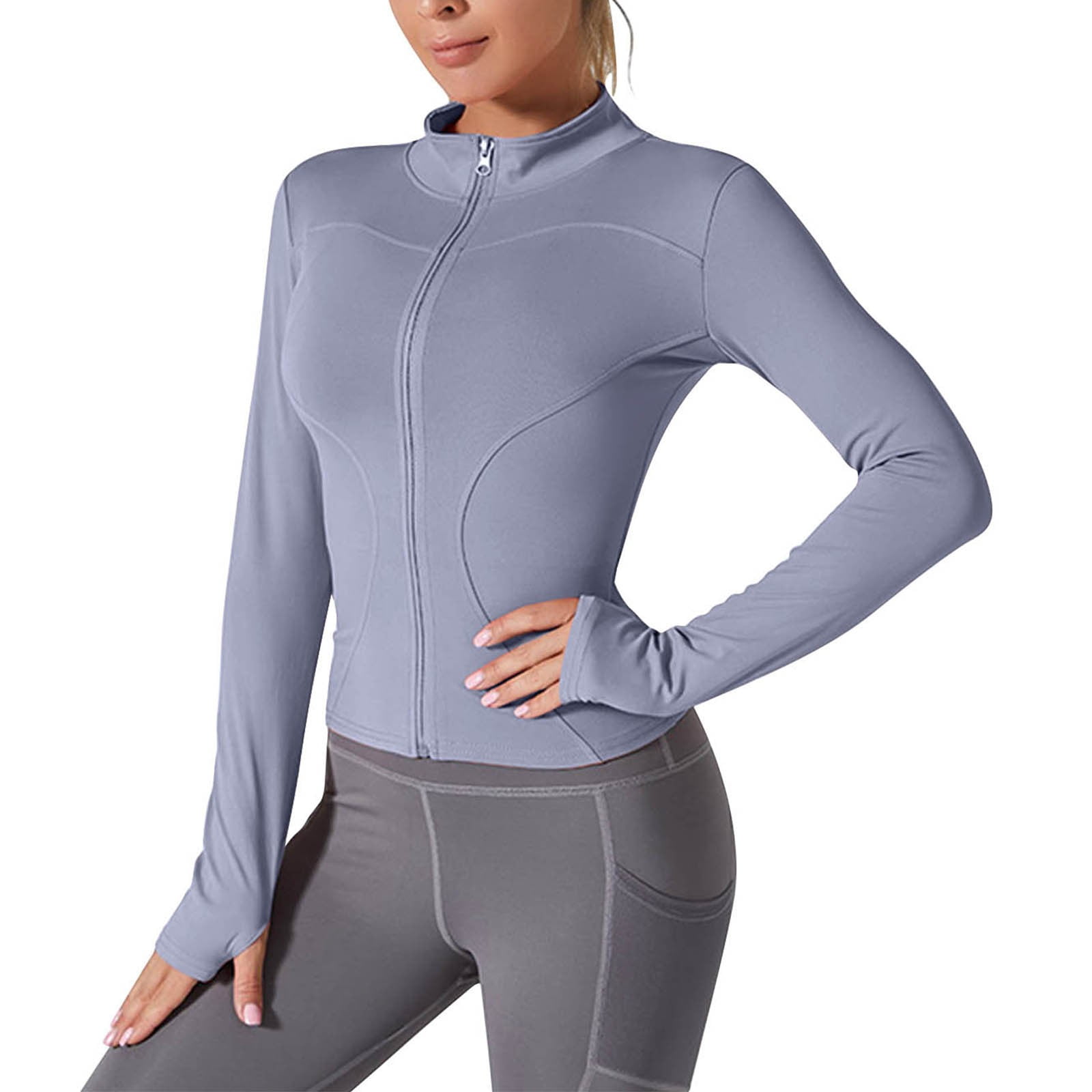 Womens Long Sleeve Sun Shirts UV Protection Jacket Zip-Up Mock Neck ...