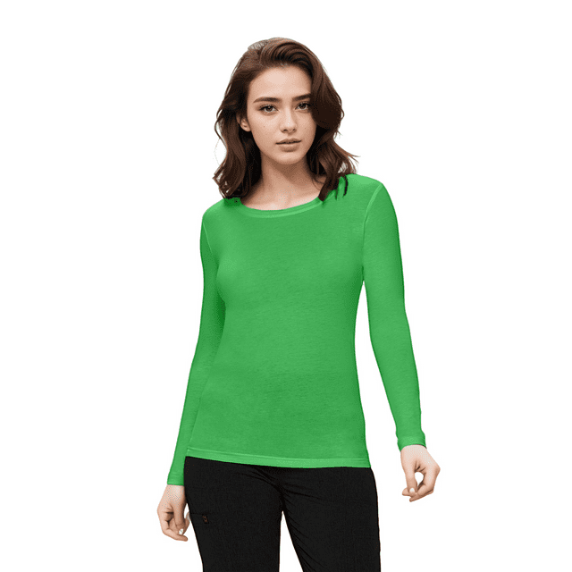 Womens Long Sleeve T Shirt With Super-Soft Stretch Fabric Round Neck T ...
