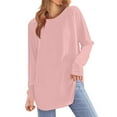 Womens Long Sleeve T Shirts Thumb Hole Top Solid Color Oversized Round ...