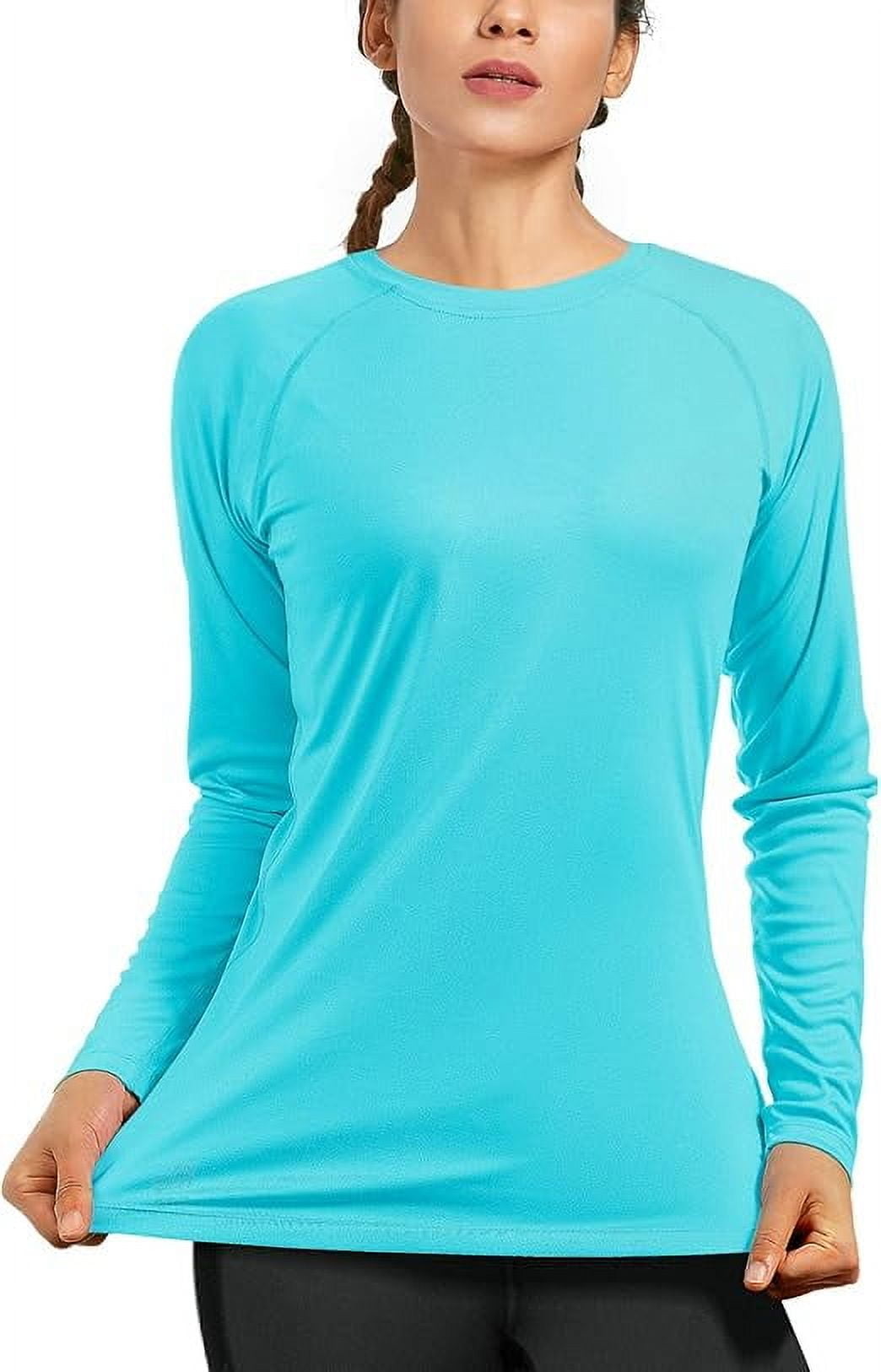 Womens Long Sleeve UPF 50+ UV Sun Protection Shirts Rash Guard Swim T ...