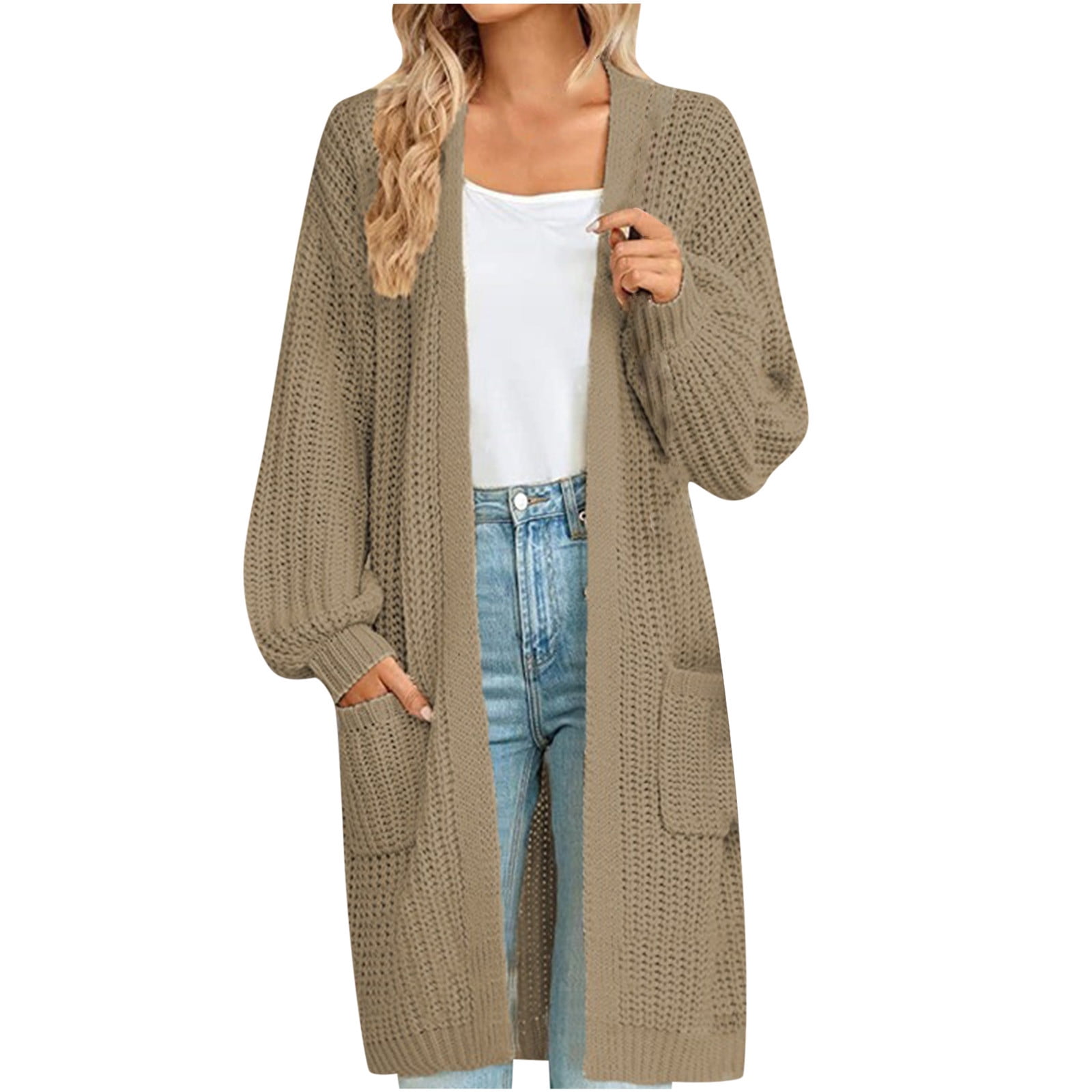 Womens Long Sweater Cardigans with Pockets Plus Size Midweight Lantern ...