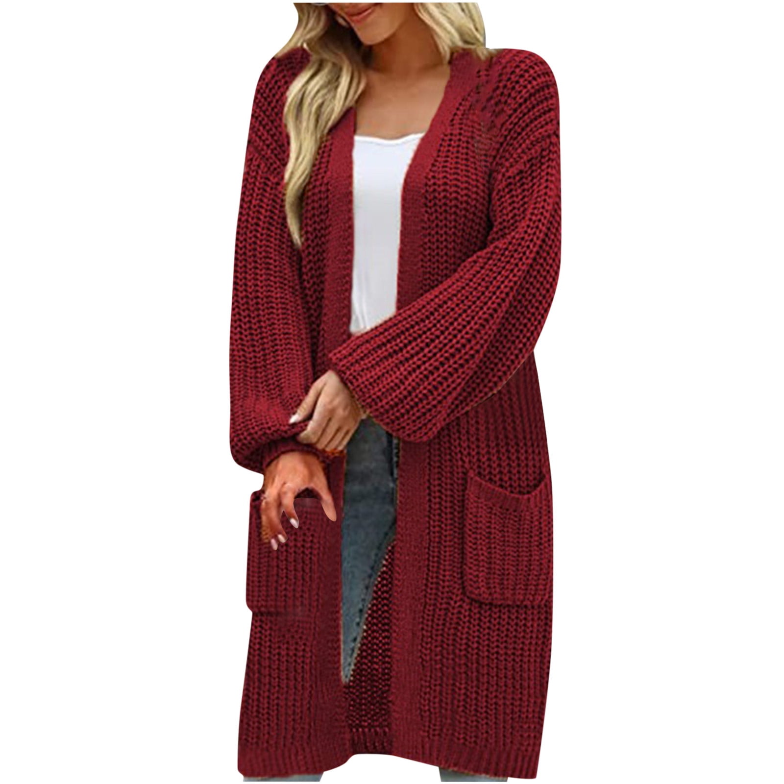 Womens Long Sweater Cardigans with Pockets Plus Size Midweight Lantern ...