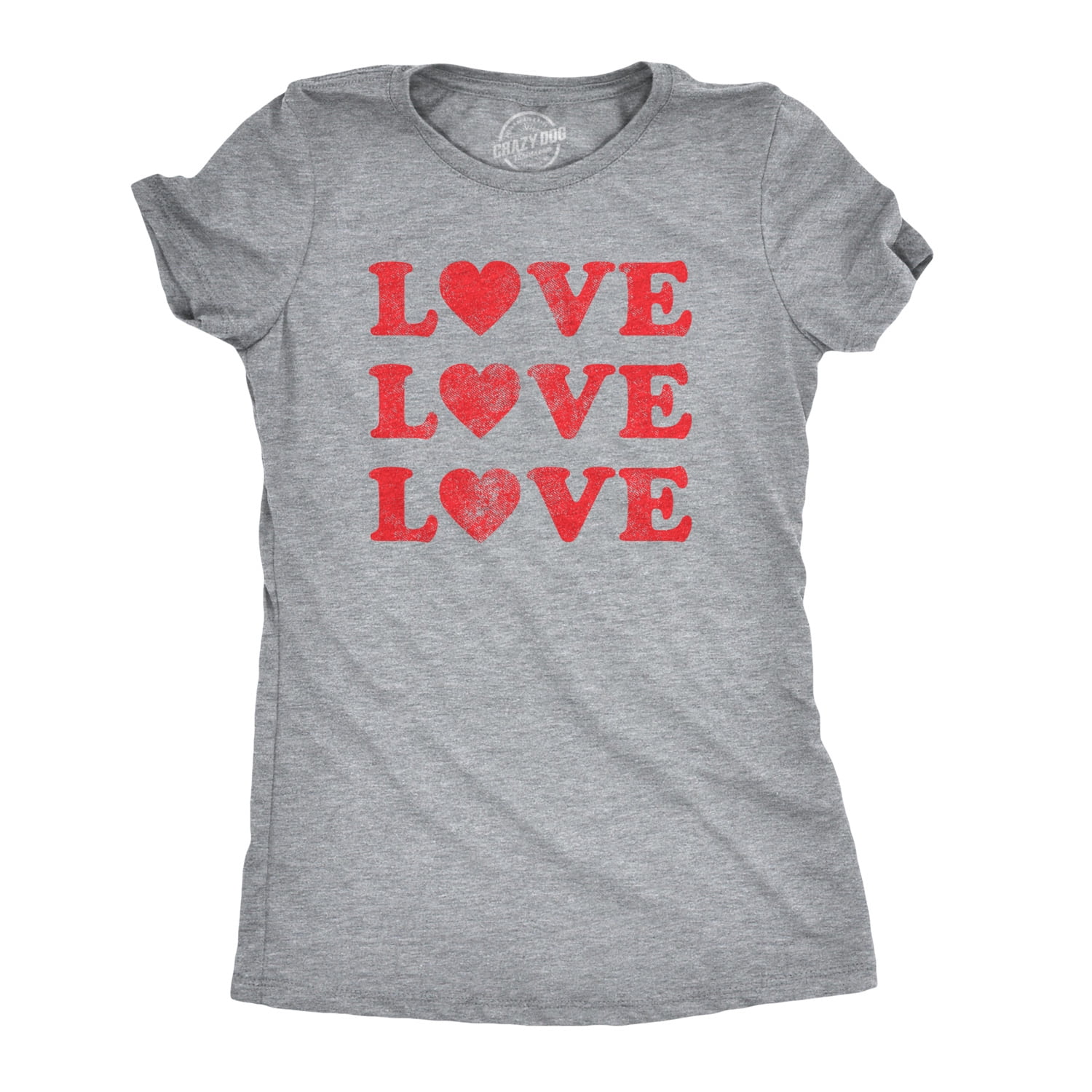 Womens Love Love Love Hearts T Shirt Cute Valentines Day Tee Womens ...