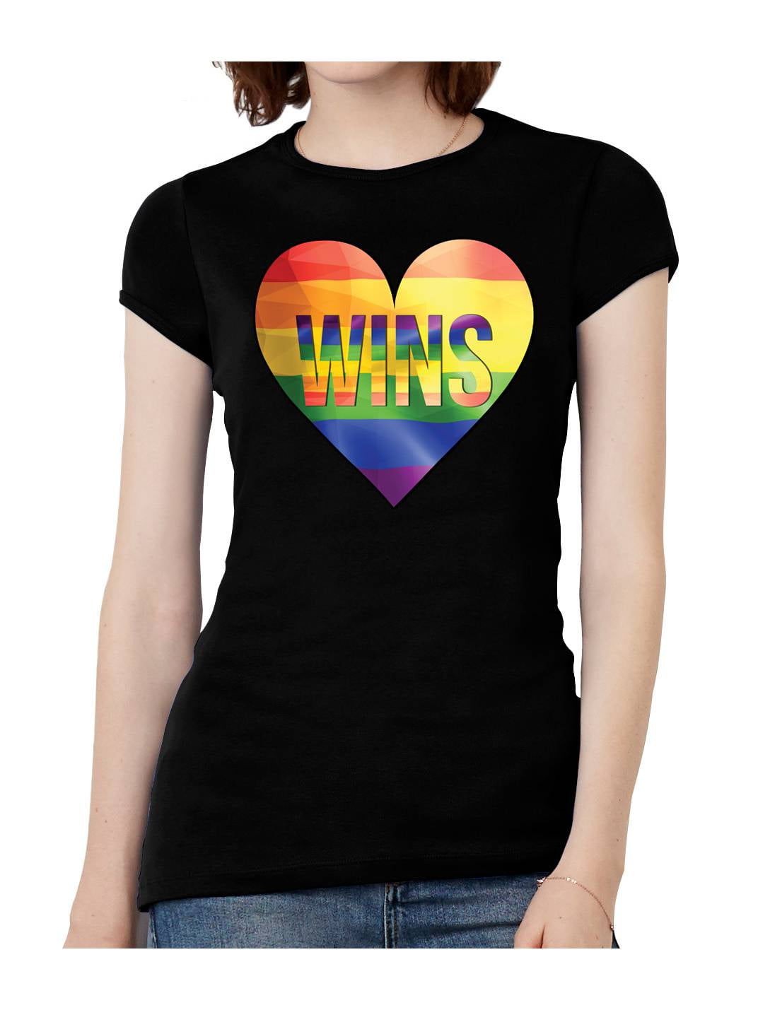 Womens Love Wins Heart Short-Sleeve T-Shirt - Black - Large - Walmart ...