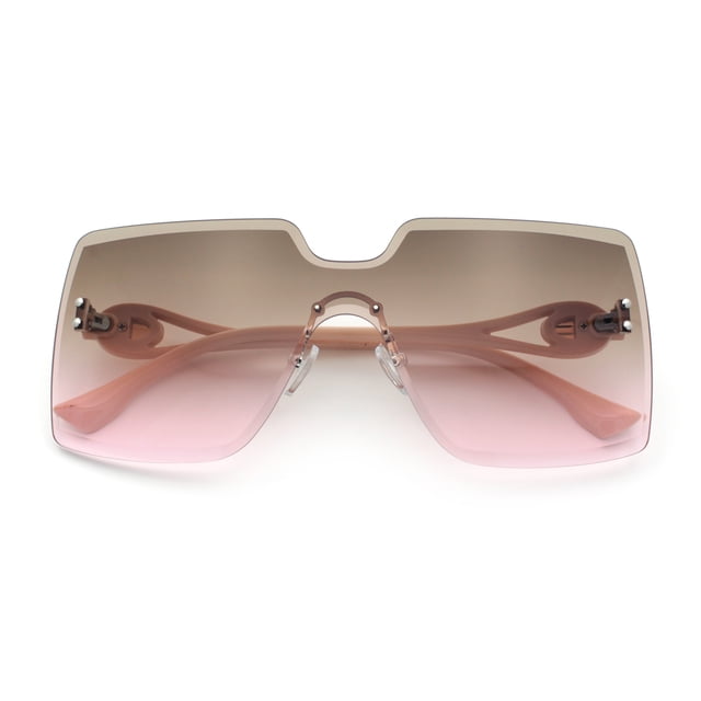 Womens Luxury Designer Oversized Shield Rectangle Diva Sunglasses Pink ...