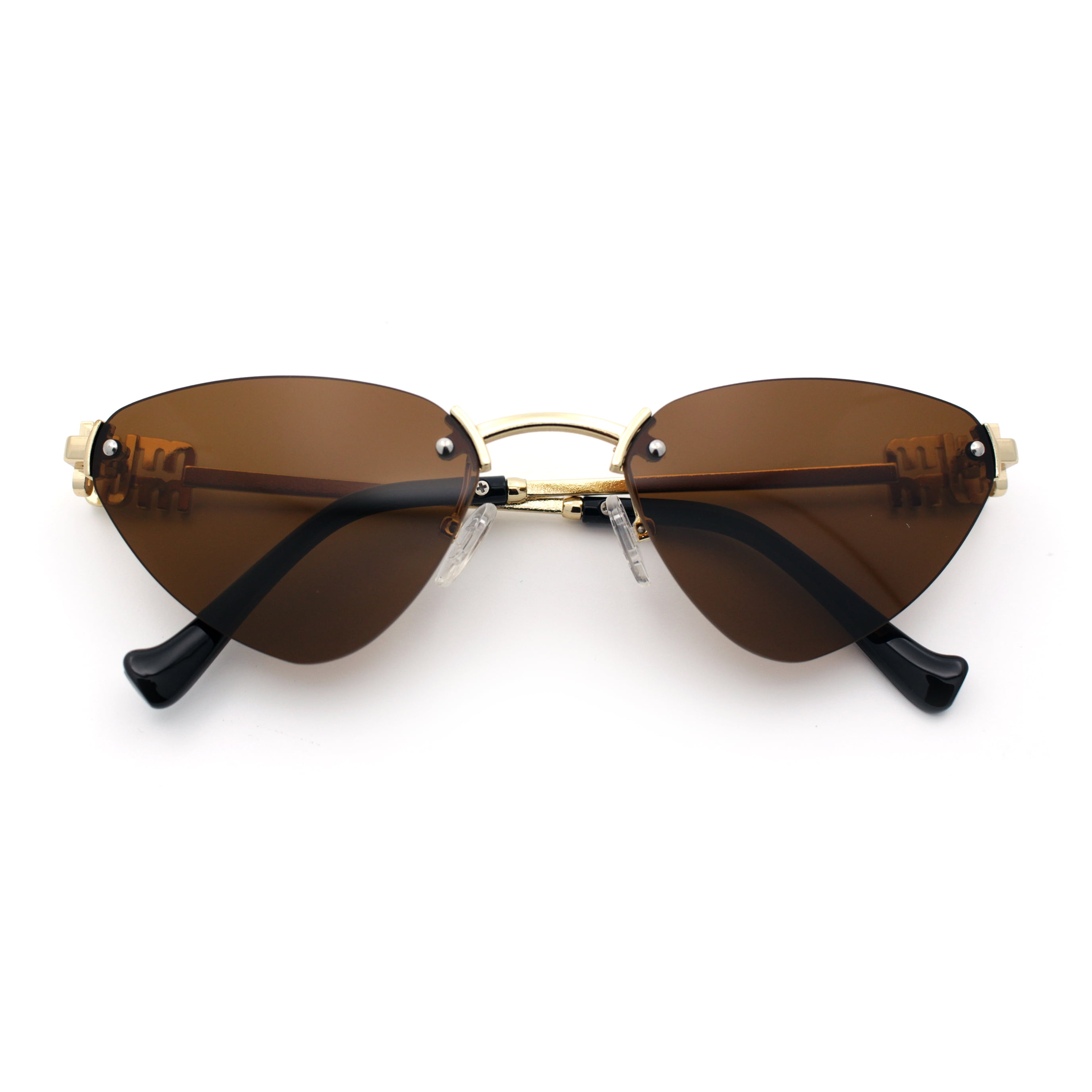 Womens Luxury Fashion Rimless Triangular Designer Sunglasses Gold ...