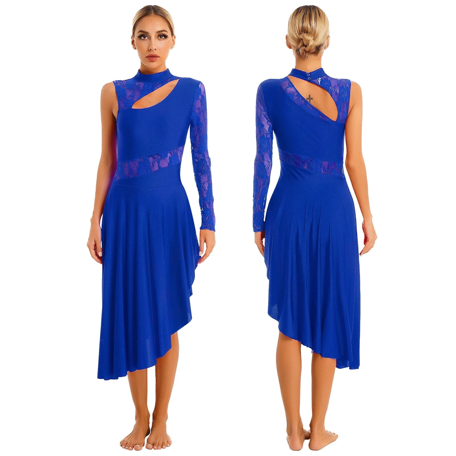 Womens Lyrical Dance Dress Ballet Ballroom Waltz Skating Stage ...