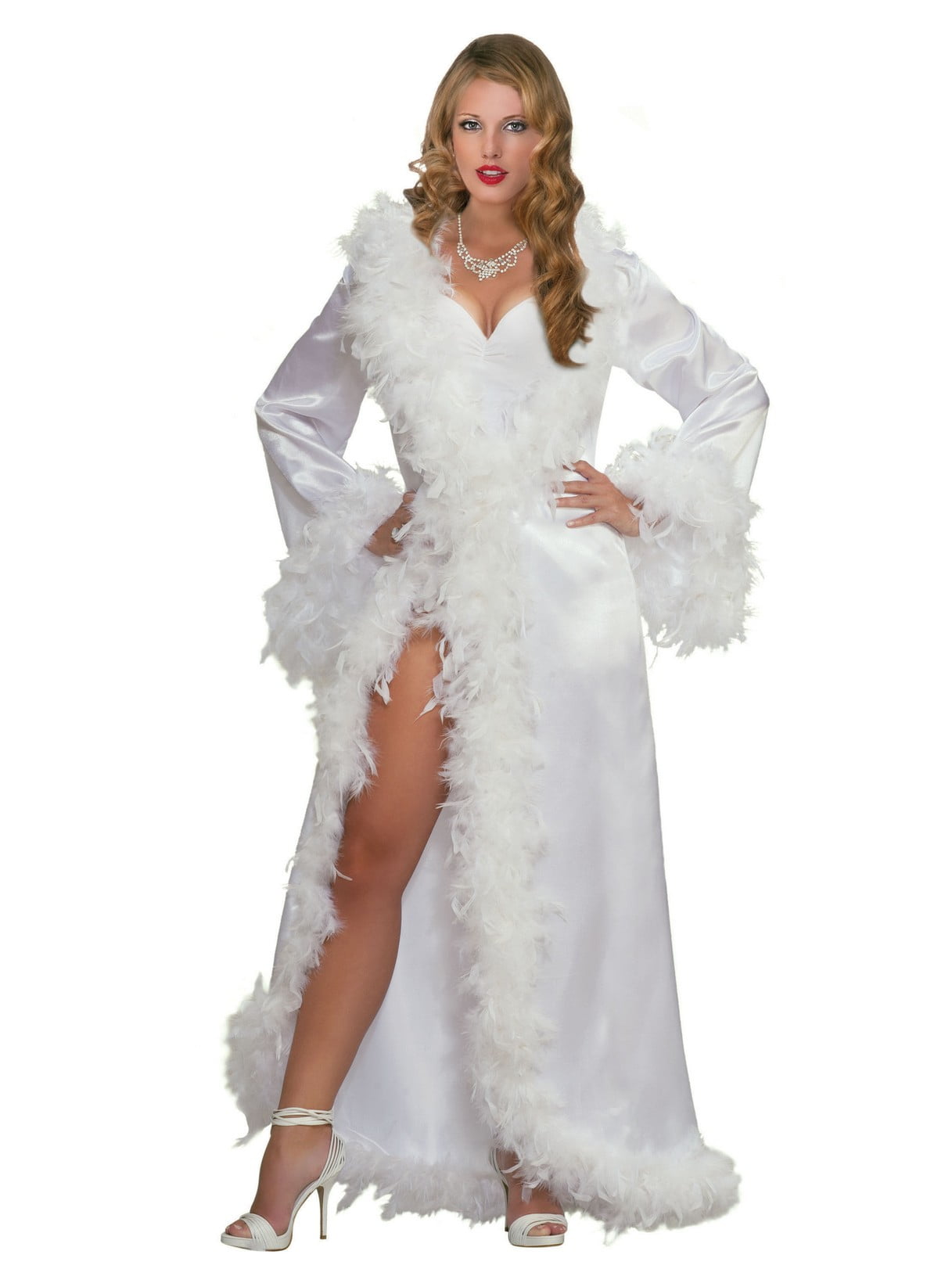 Womens Marabou Satain Robe - Walmart.com