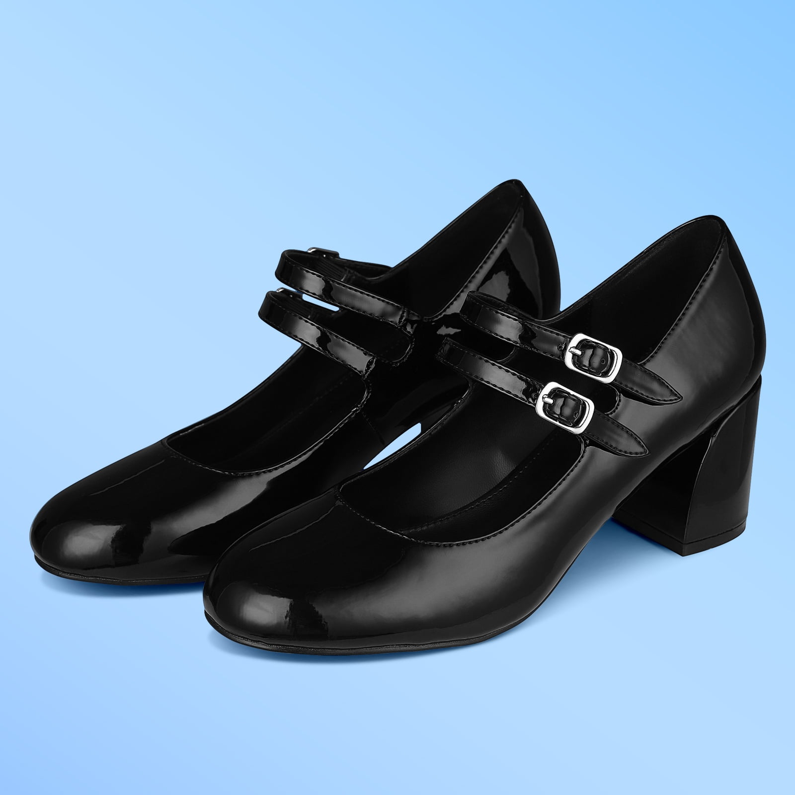 Womens Mary Janes Shoes Platform Shoes Chunky Shoes Buckle Strap Square ...