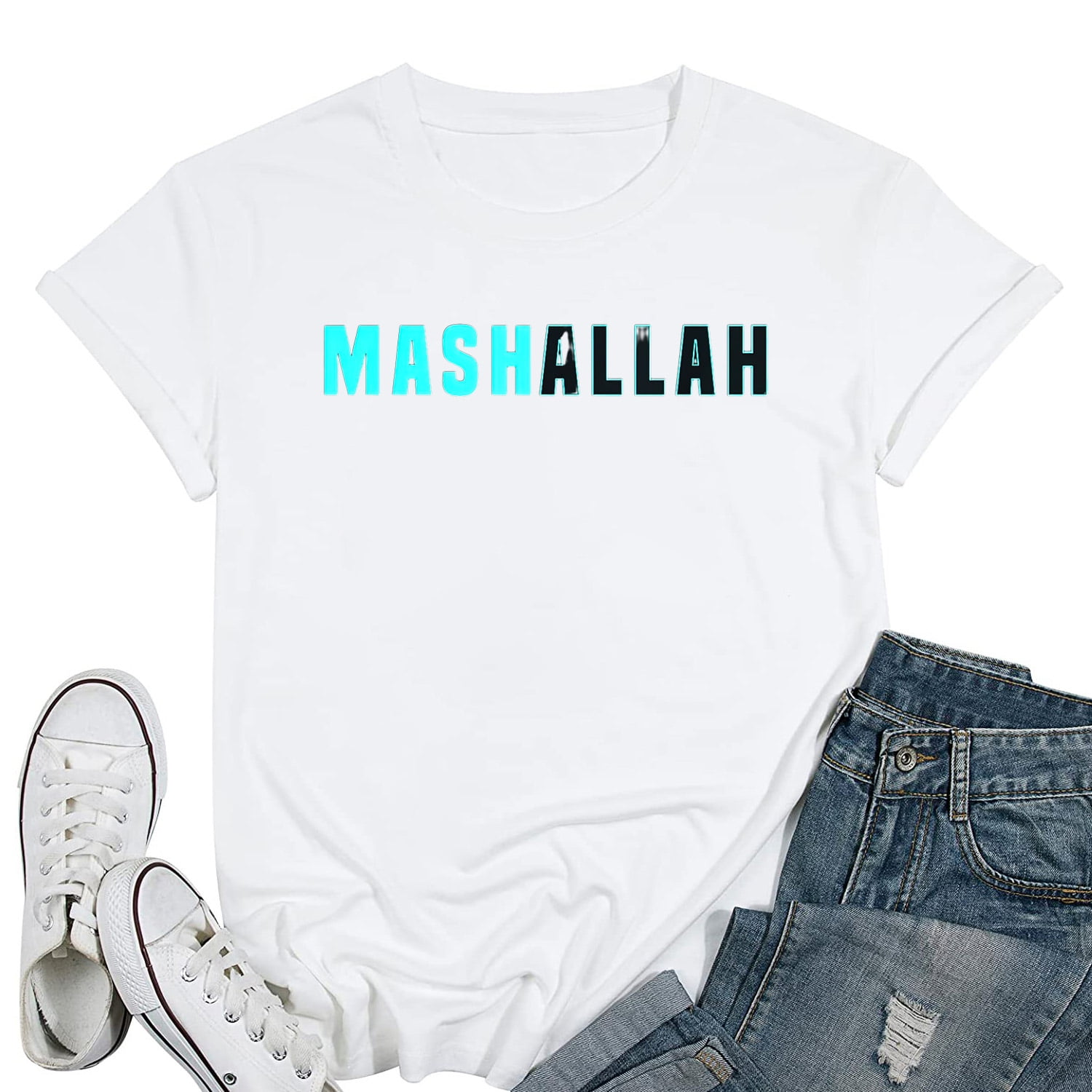 Womens Mashallah - Allah Islam Muslim T-Shirt White Small - Walmart.com