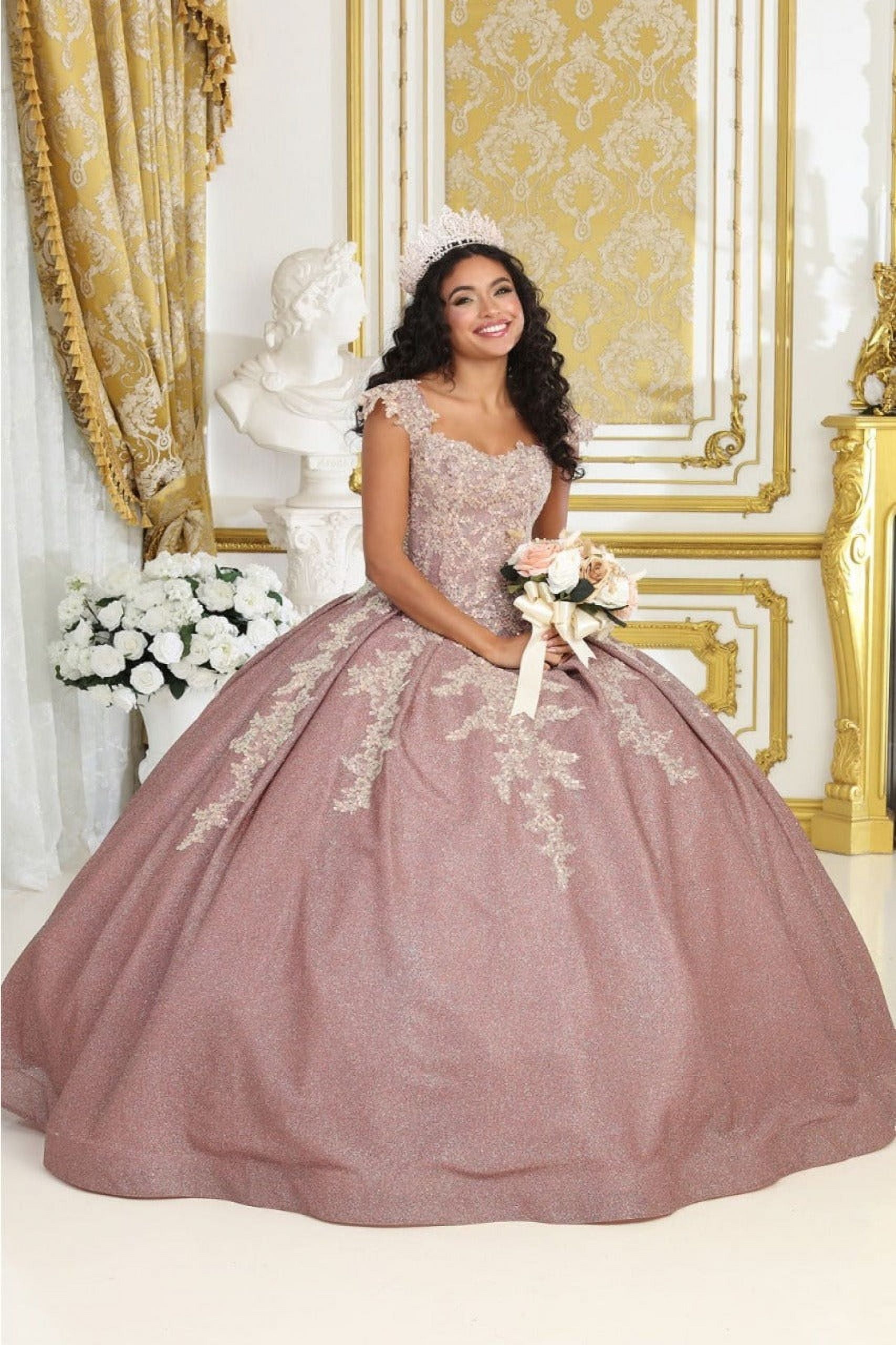 Womens Mauve Gala Pageant Quinceanera Long Sweetheart Cape Sleeve Ball ...