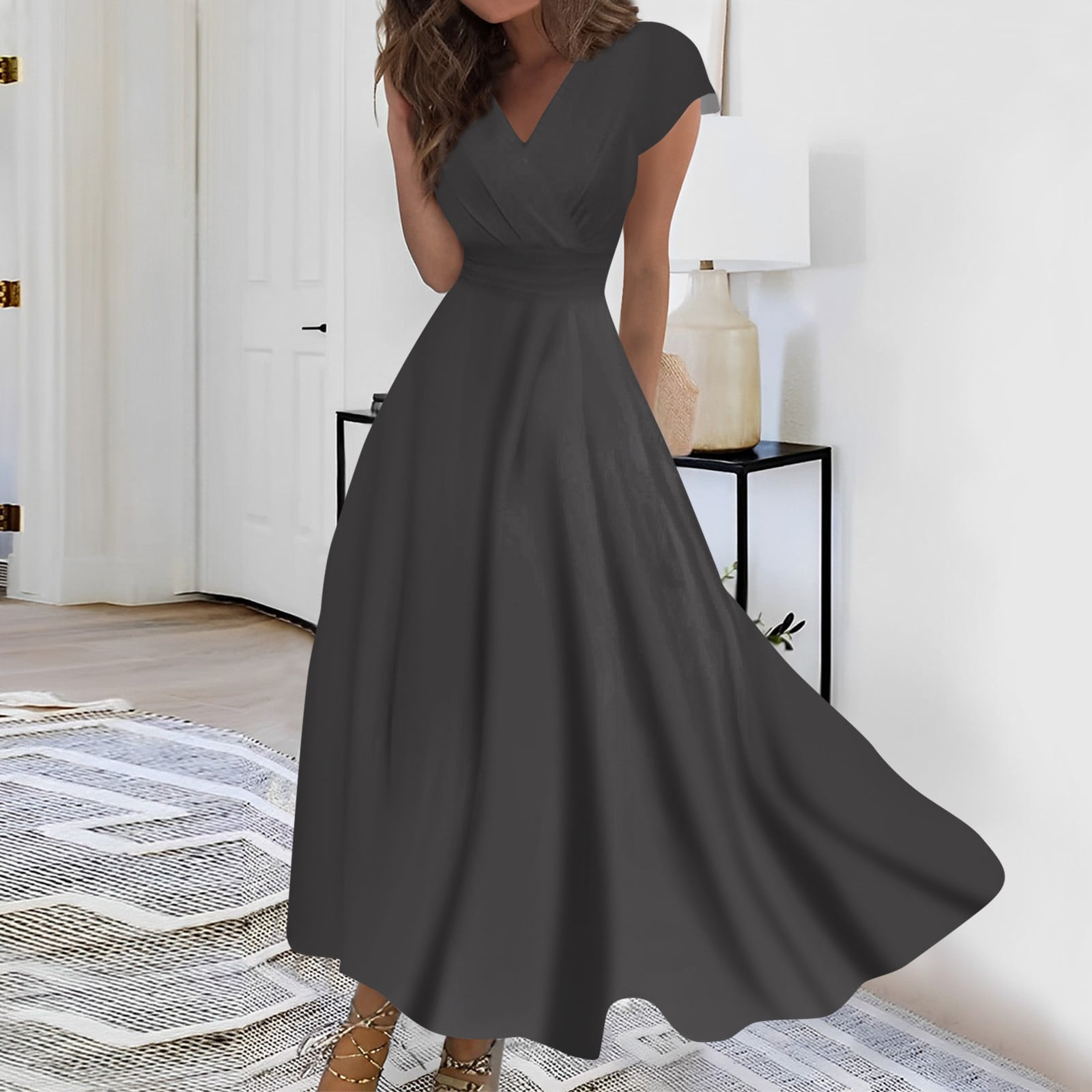 Womens Maxi Dress Deep V Neck Sleeveless Party Dress Vacation Outfits ...