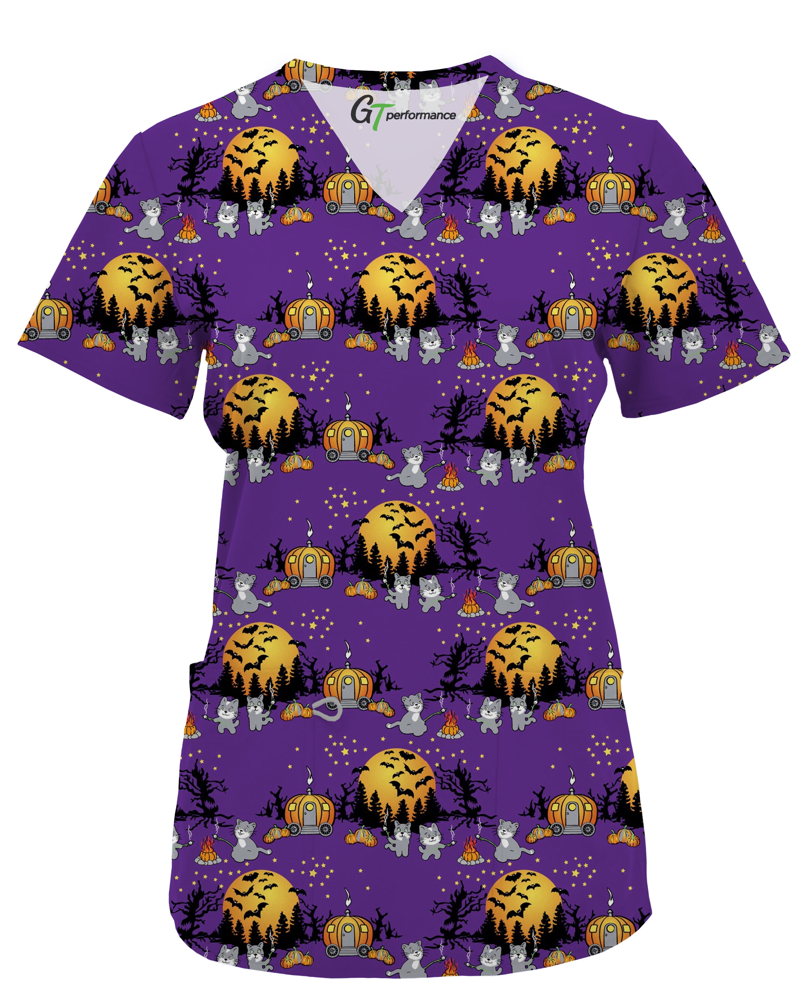 Green Town Scrubs for Women V-Neck Scrub Top - Holiday Prints, 3 ...