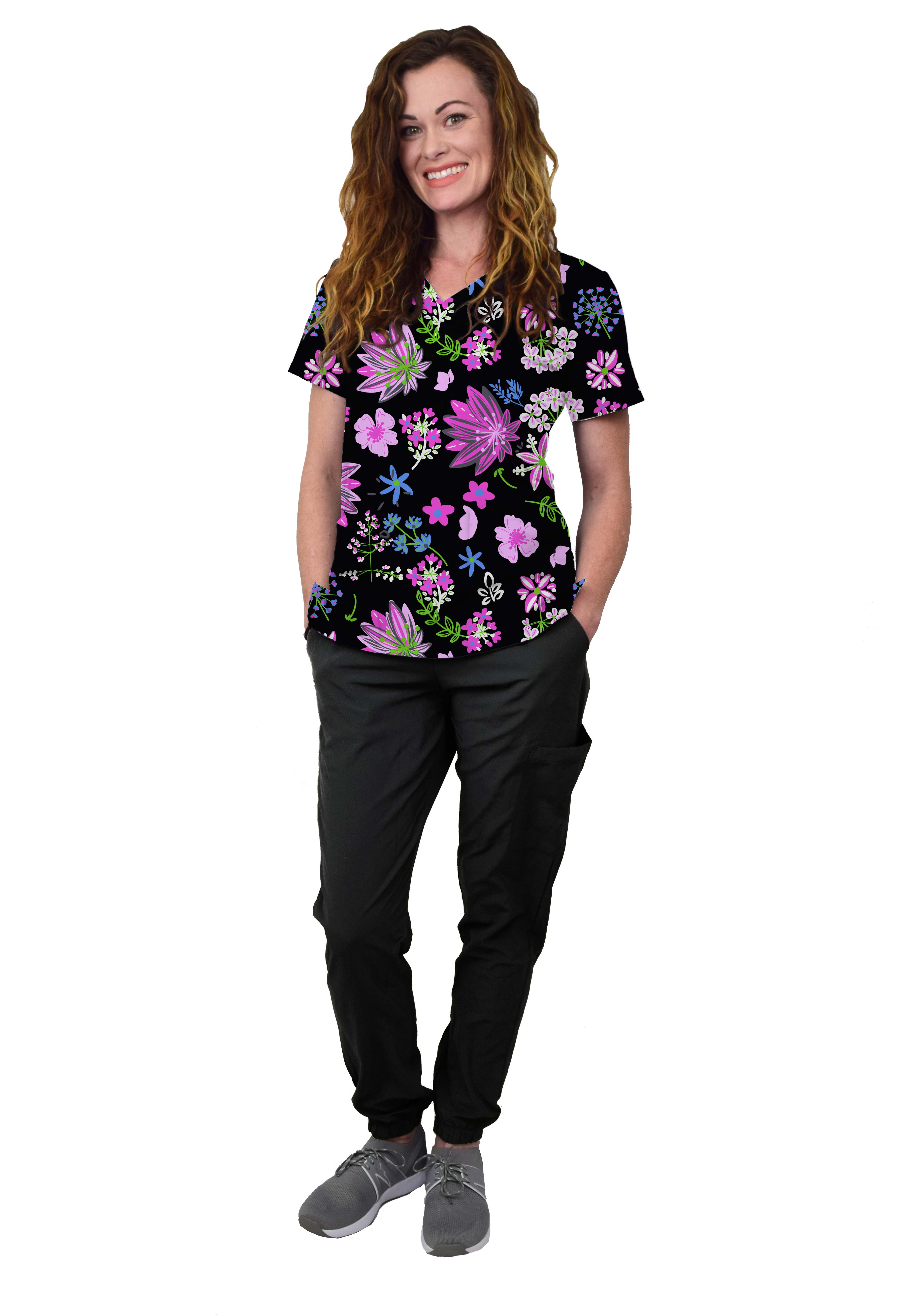 Womens Medical Nursing Scrub Set GT 4FLEX Print Top and Pant - Walmart.com