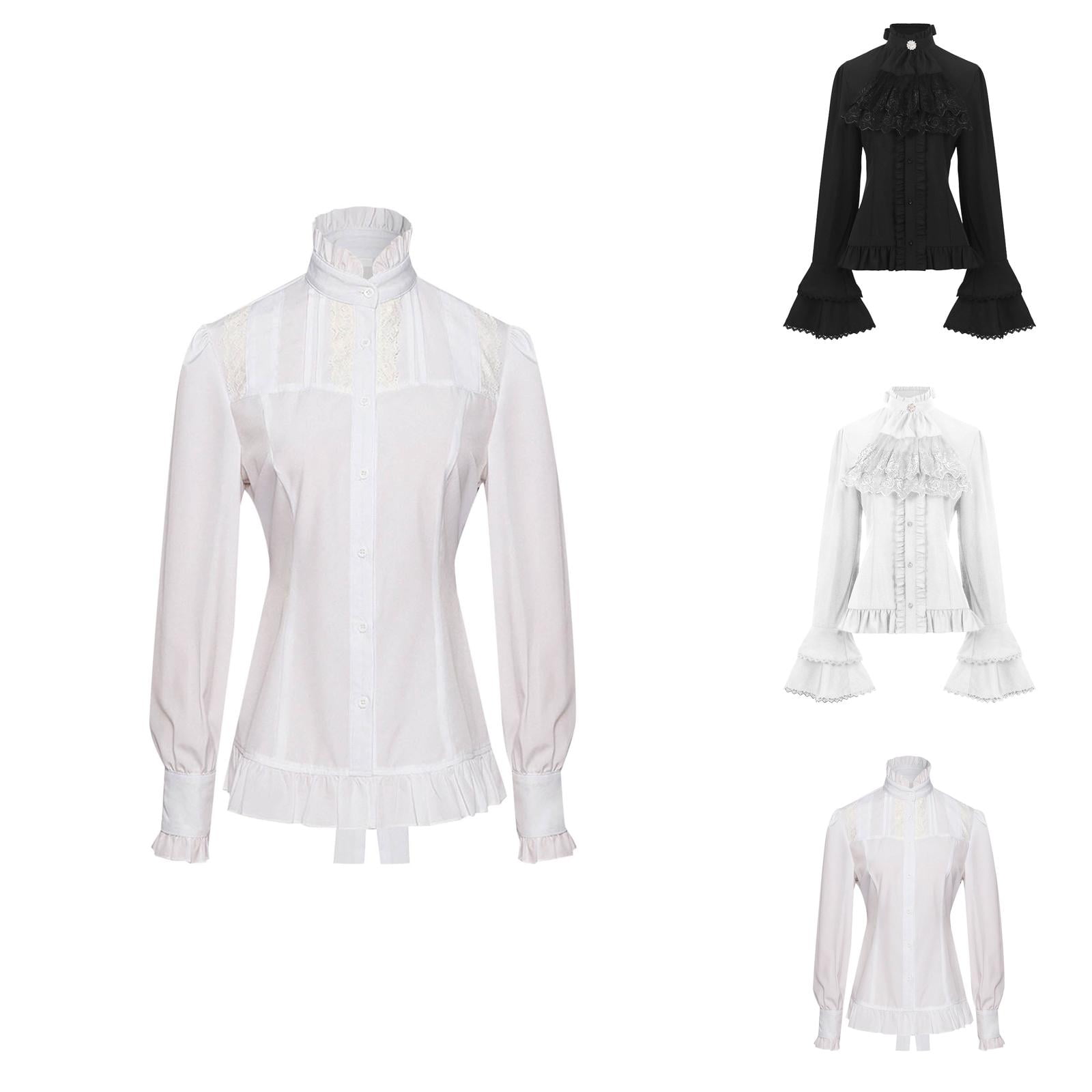 Womens Renaissance Blouse 2025 Long Flared Sleeve Victorian Gothic ...