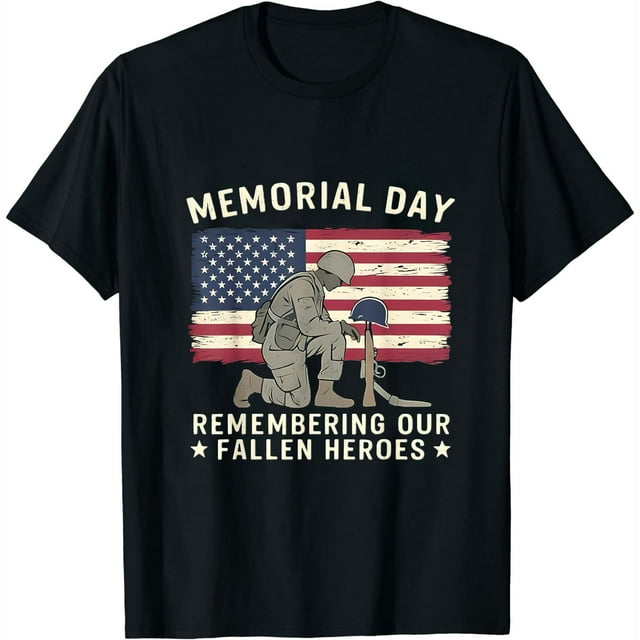 Womens Memorial Day Remember The Fallen Veteran Military Vintage T-Shirt Black Large - Walmart.com