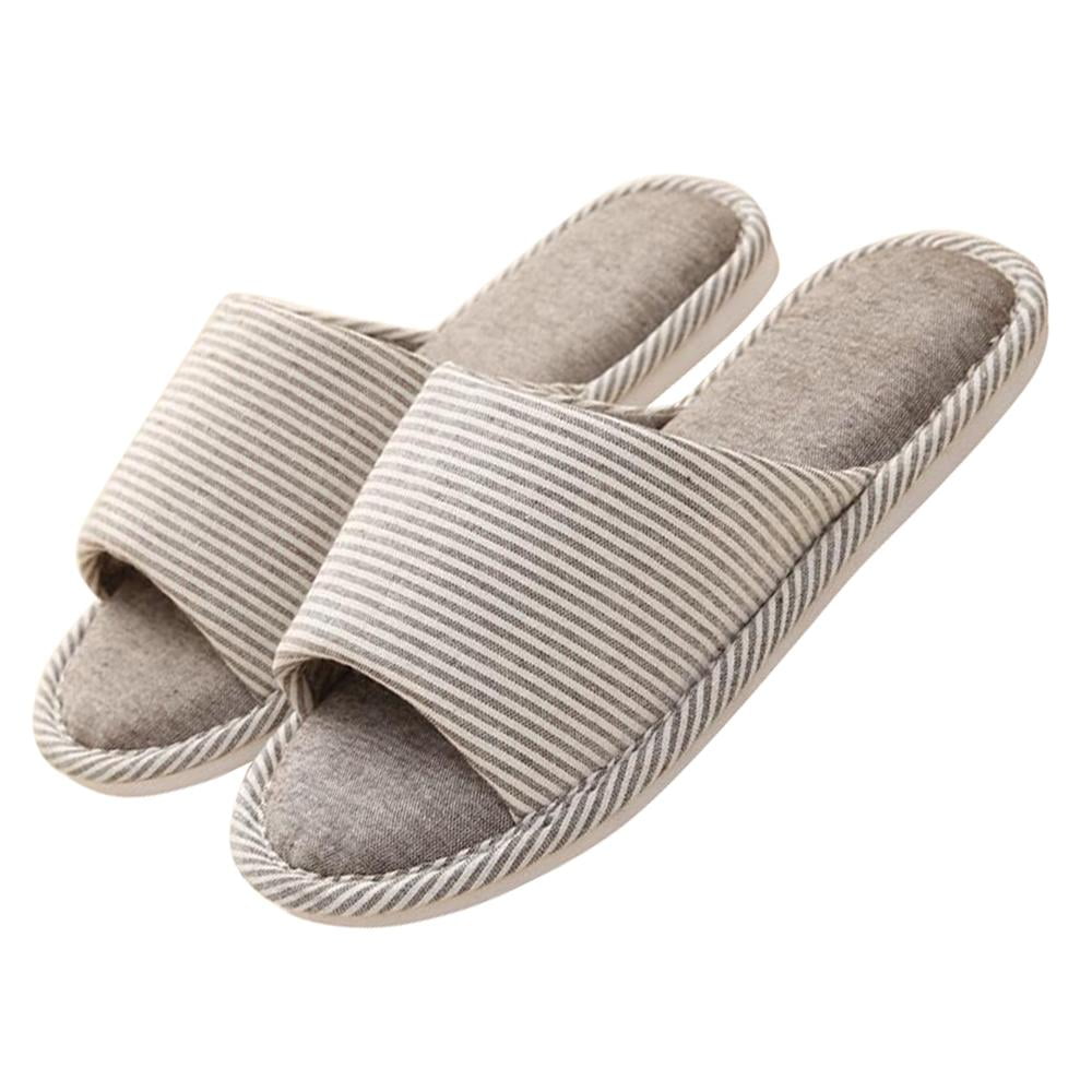 Womens/Mens Home Slippers, Cotton and Linen Casual Indoor Outdoor Open ...