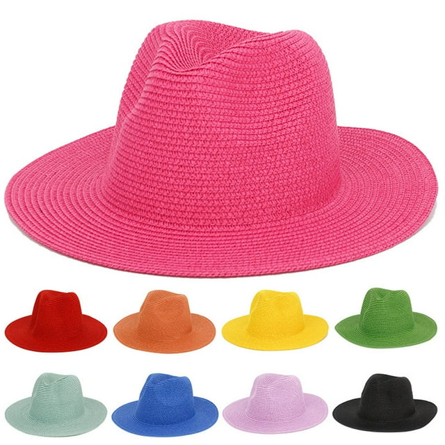Womens Mens Wide Brim UV Protection Straw Panama Hat Fedora Summer ... Womens Mens Wide Brim UV Protection Straw Panama Hat Fedora Summer ...