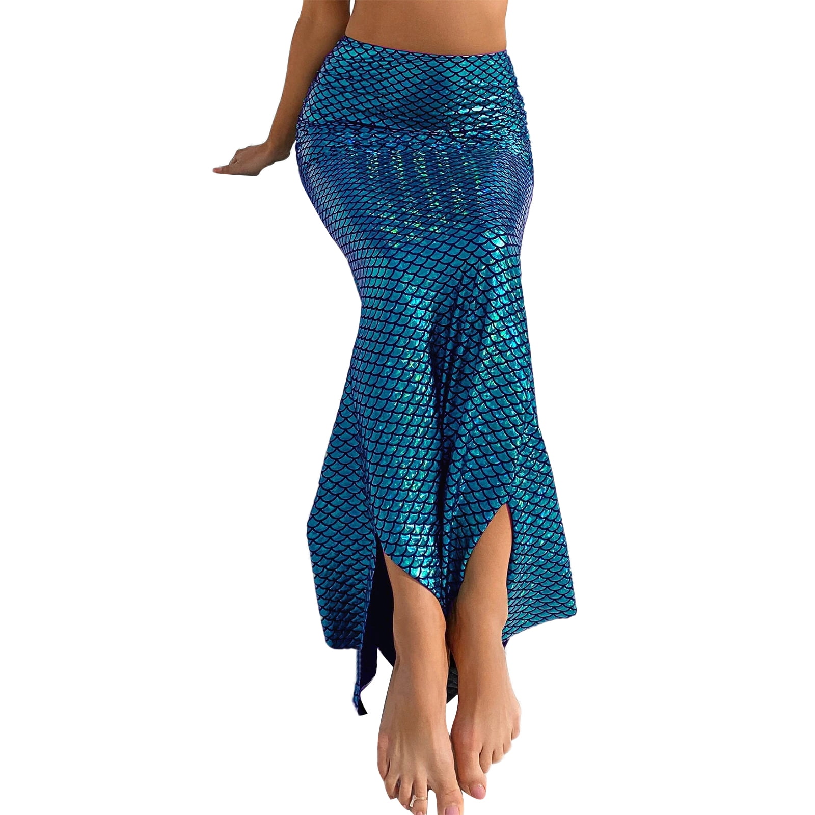 Womens Mermaid Tail Costume High Waist Fancy Party Sequins Maxi Dress ...