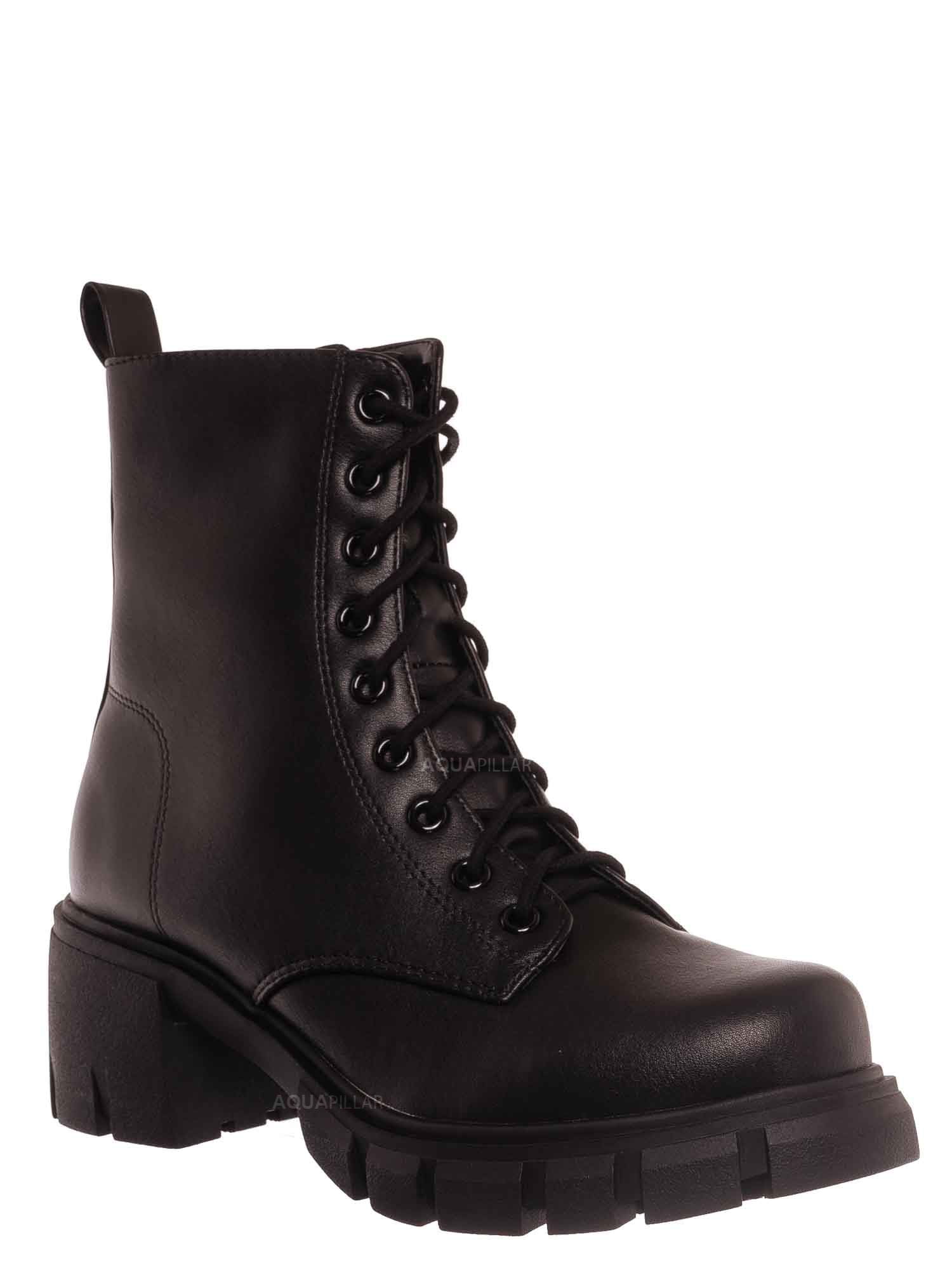 Womens Military Combat Bootie On Block High Heel - Walmart.com
