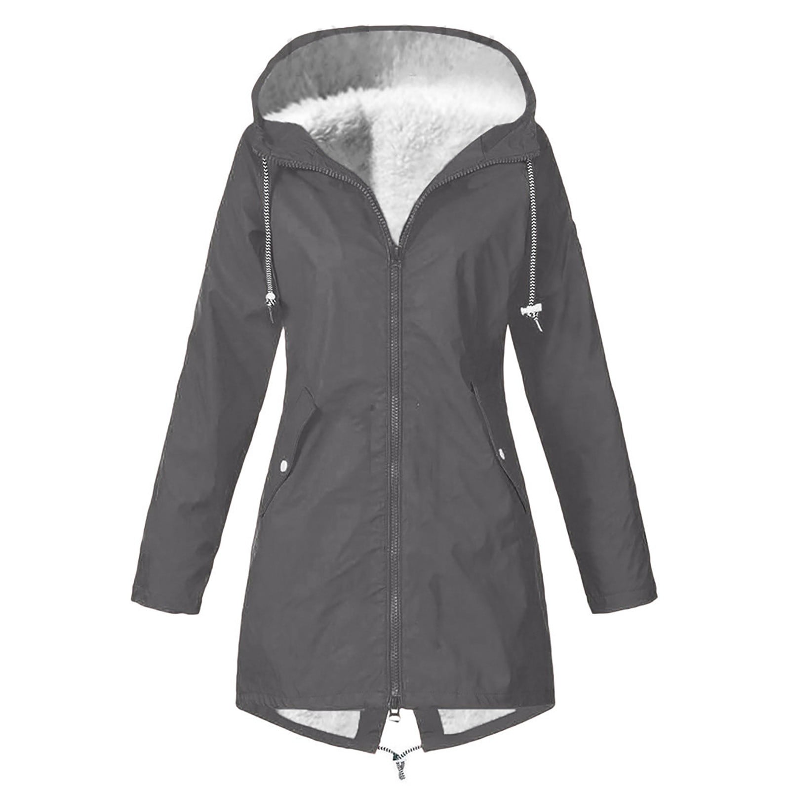 Womens Military Jacket Womens Lined Rain Jackets Waterproof Long Rain Coats for Women Active ...