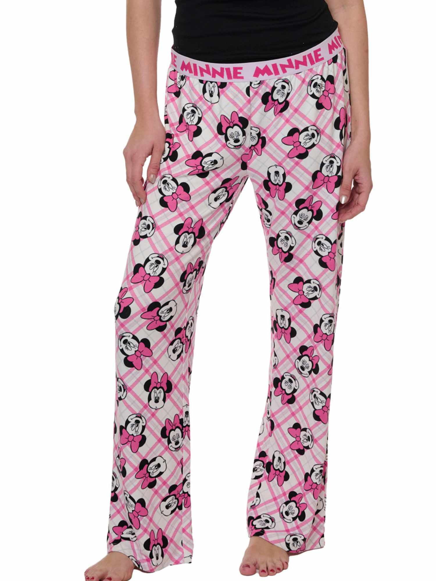 Womens Minnie Mouse Pajama Pants Sleepwear Lounge Pants Pink Elastic ...